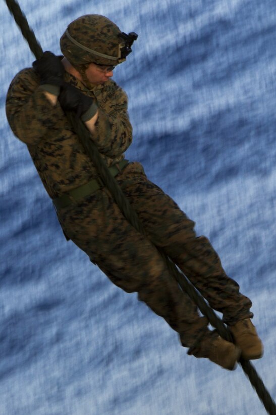 Lookout below - 31st MEU Marines refine fast-rope skills