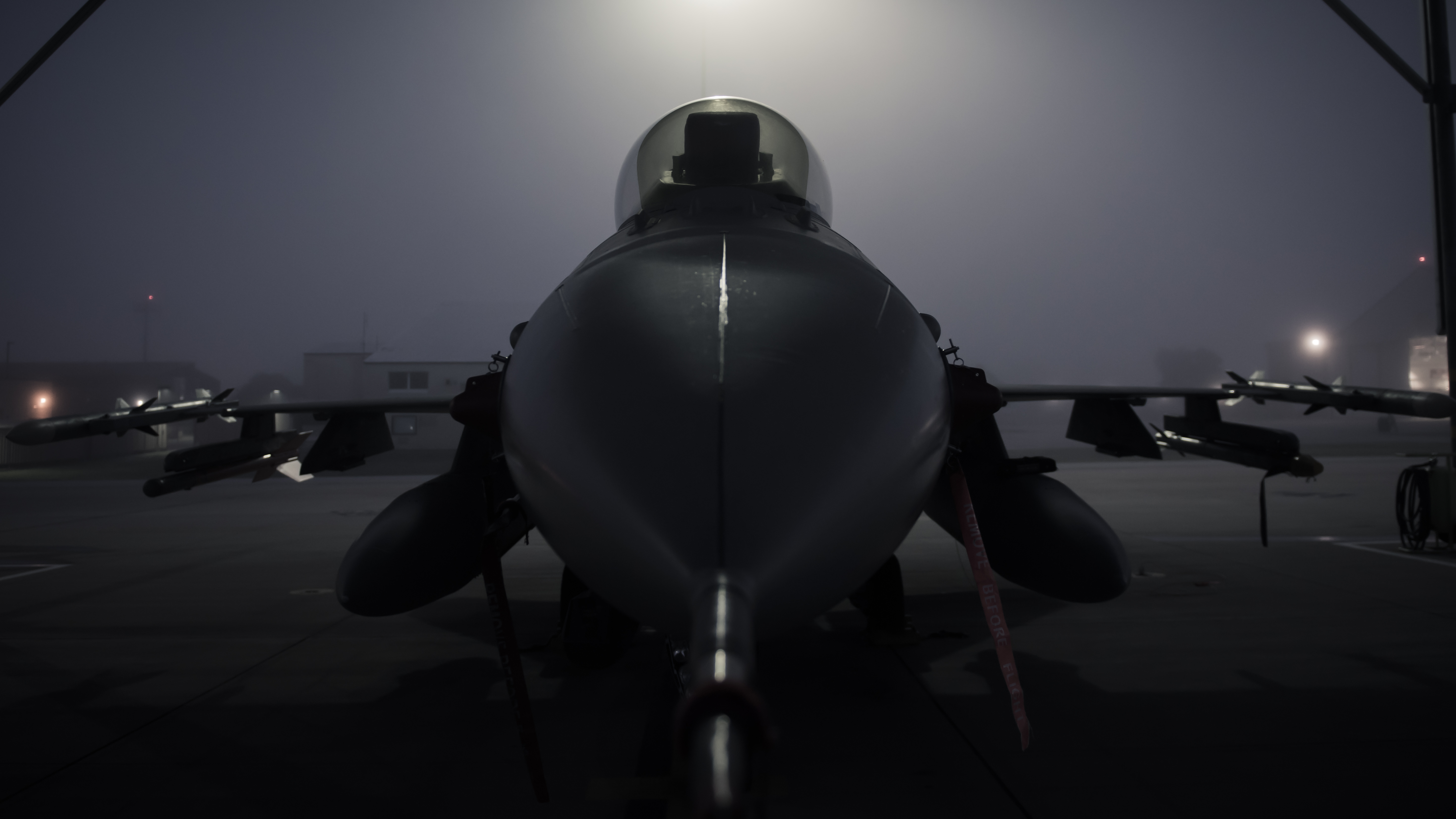 F16 emerges from the fog