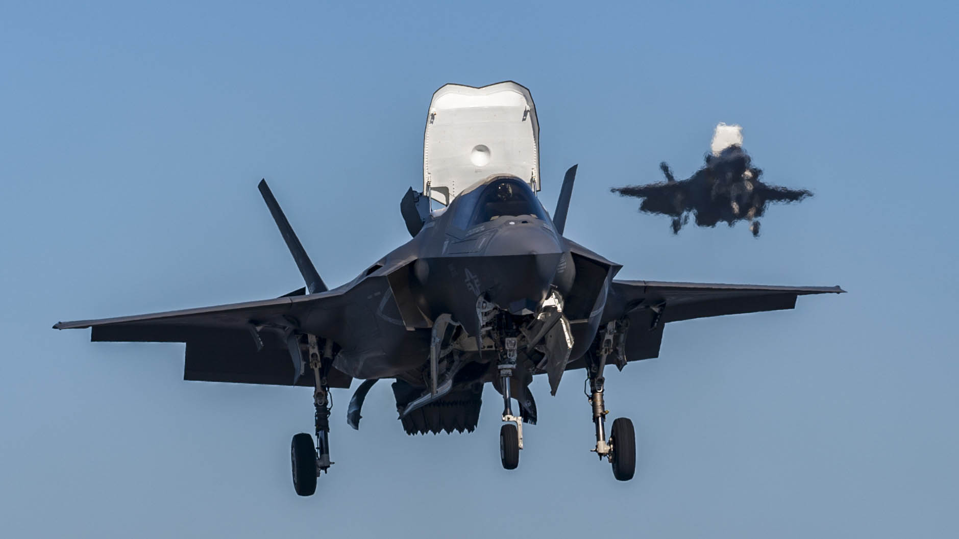 f-35B Lightning II conducts a vertical takeoff