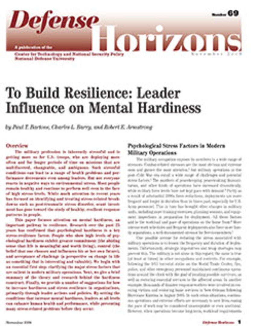 To Build Resilience: Leader Influence on Mental Hardiness > National ...