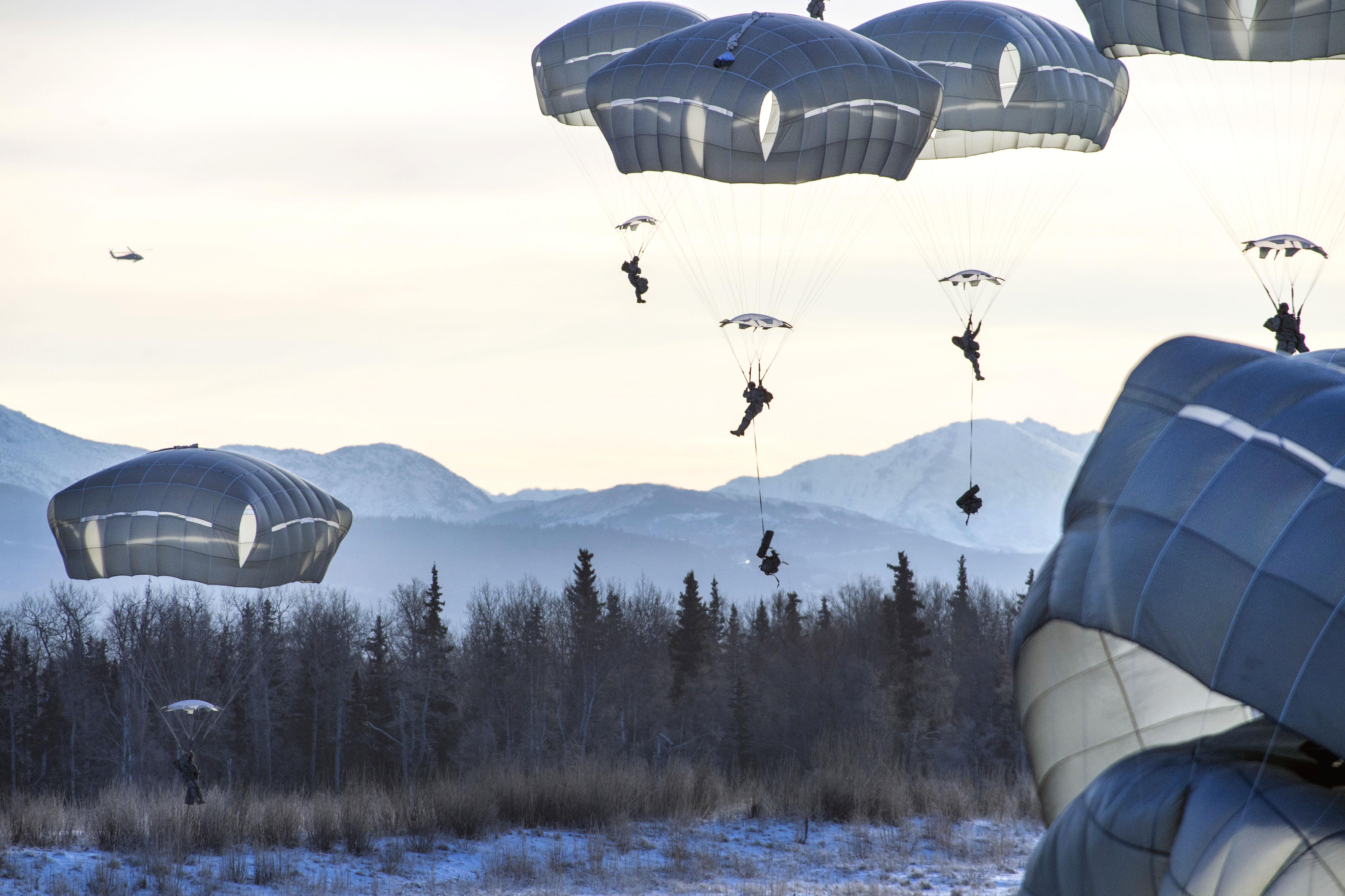 Descending Paratroopers