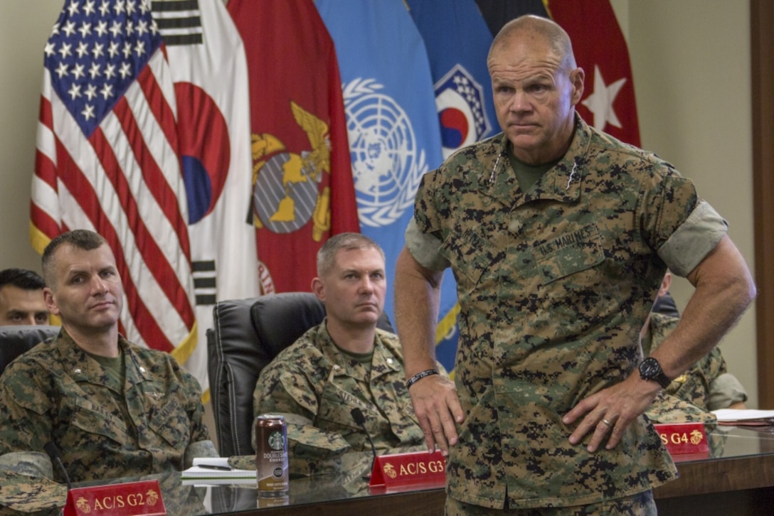 Commandant of the Marine Corps Gen. Robert B. Neller speaks to Marines ...