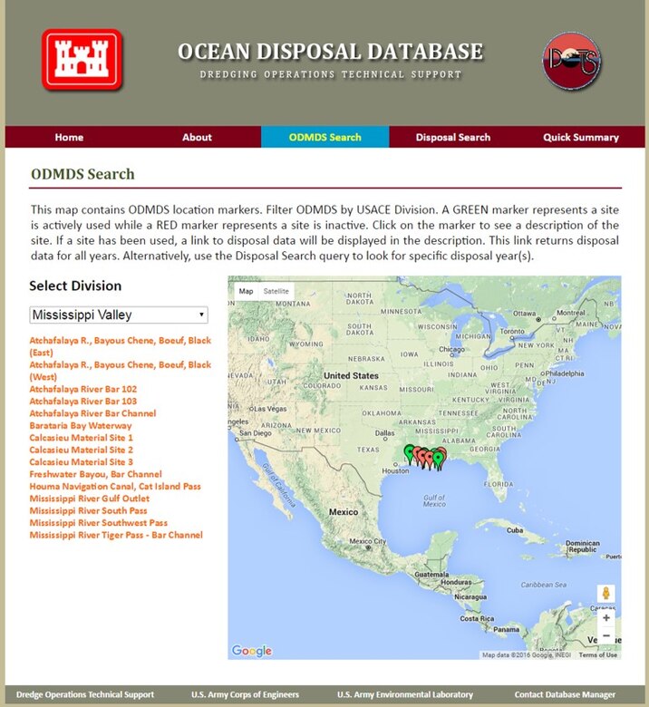 Ocean Disposal Database (ODD) > Engineer Research and Development ...