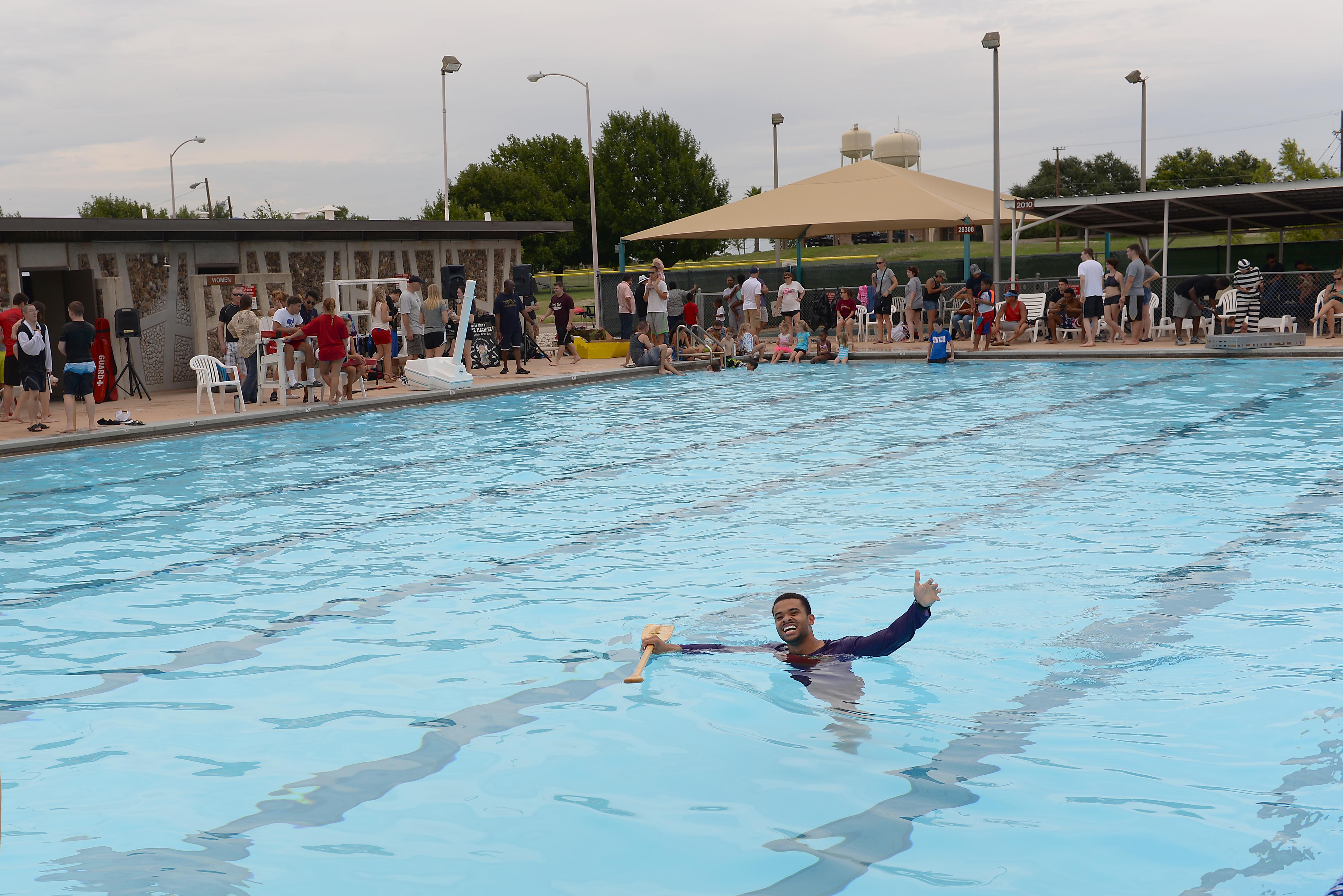 Cardboard boats make splash at pool > Laughlin Air Force Base > Display