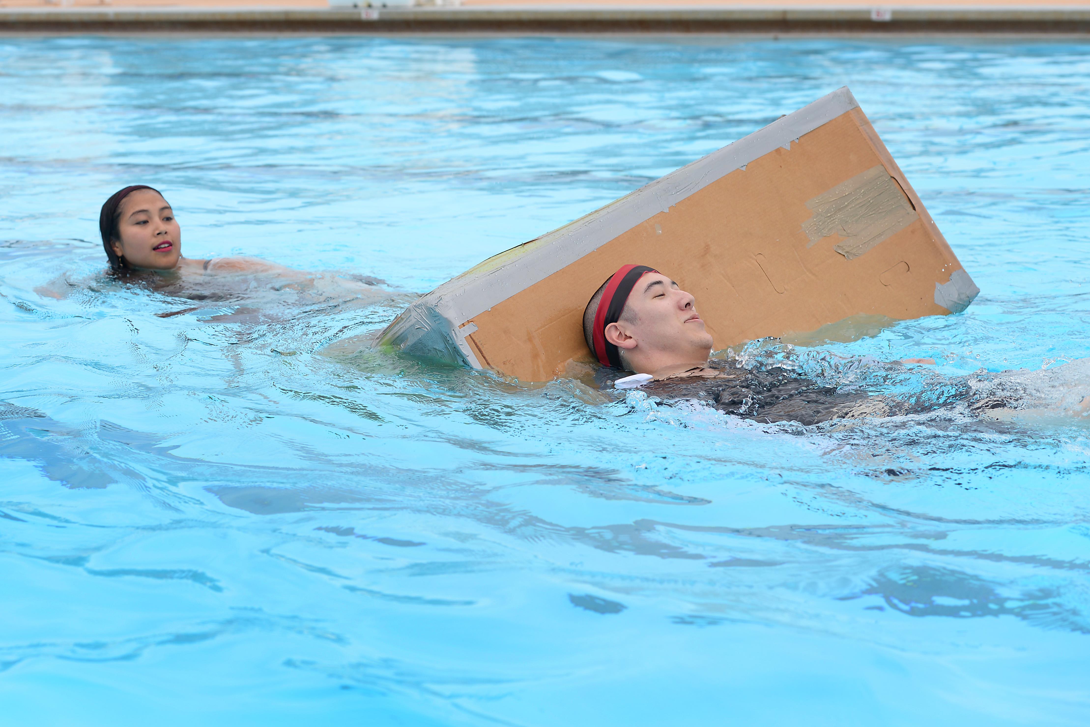 Cardboard boats make splash at pool > Laughlin Air Force Base > Display