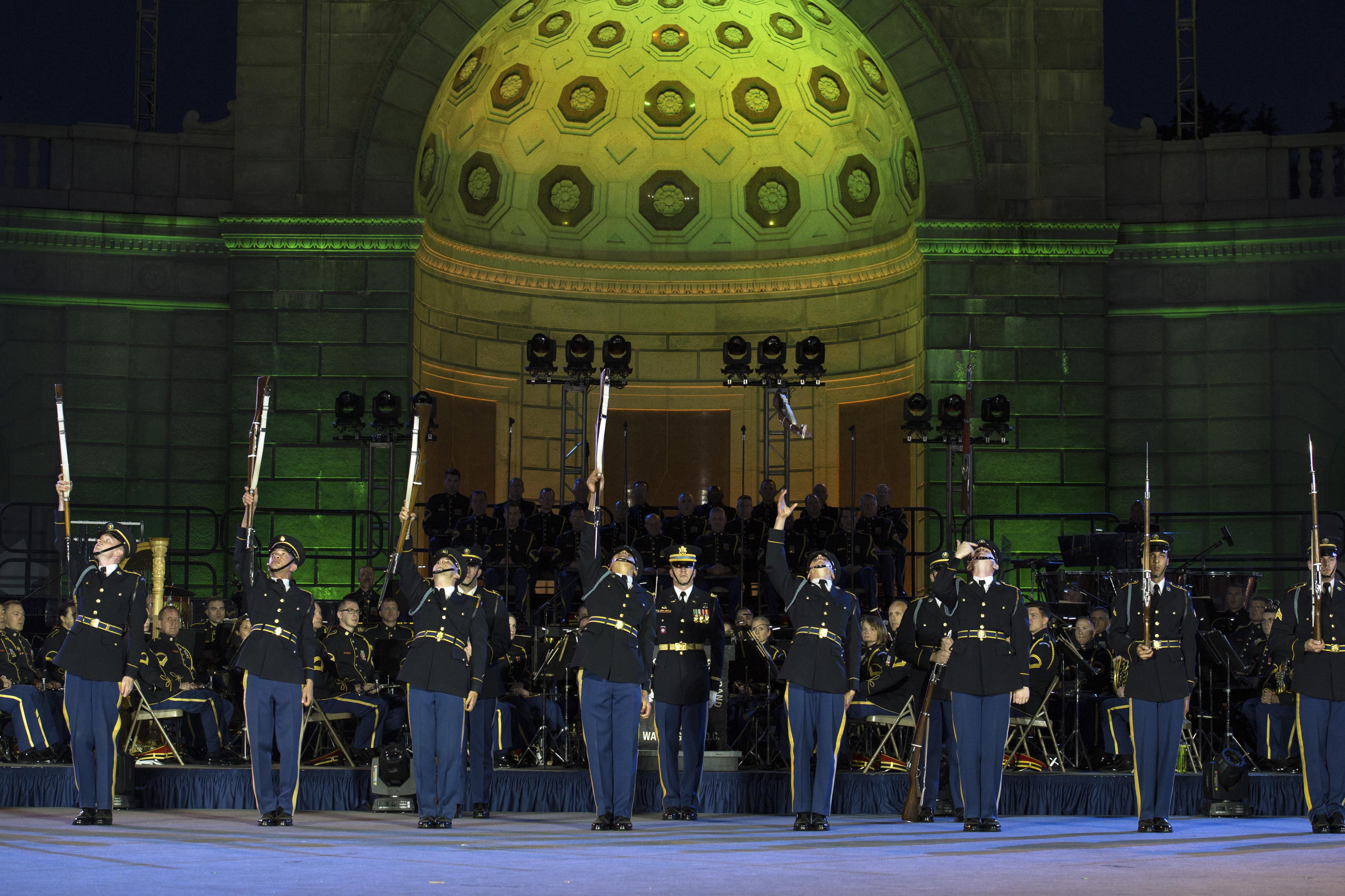 Members of the U.S. Army Drill Team perform during rehearsals for the ...