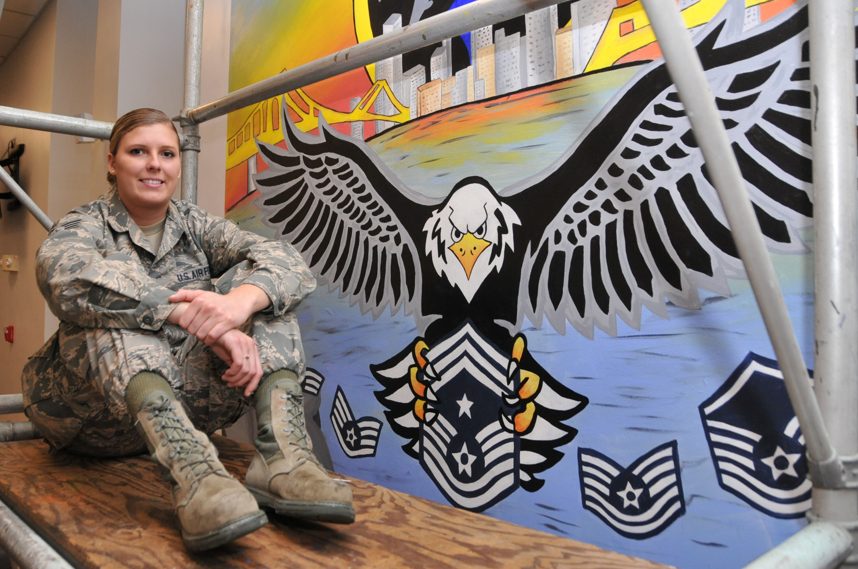 Airman Stapf Paints new Mural in DFAC