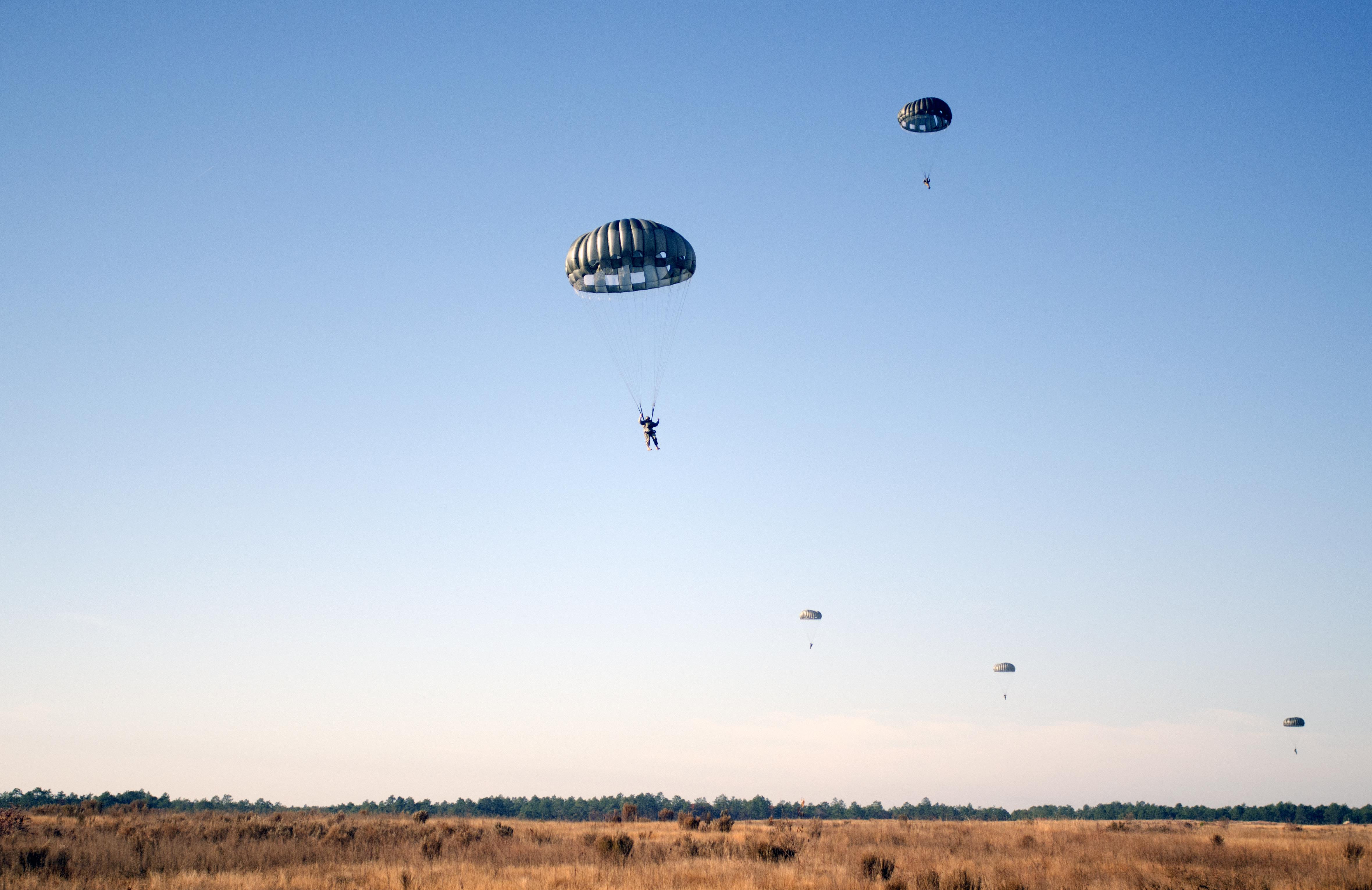 Paratroopers in the sky
