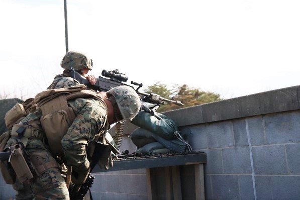 Charlie FAST Marines stand post