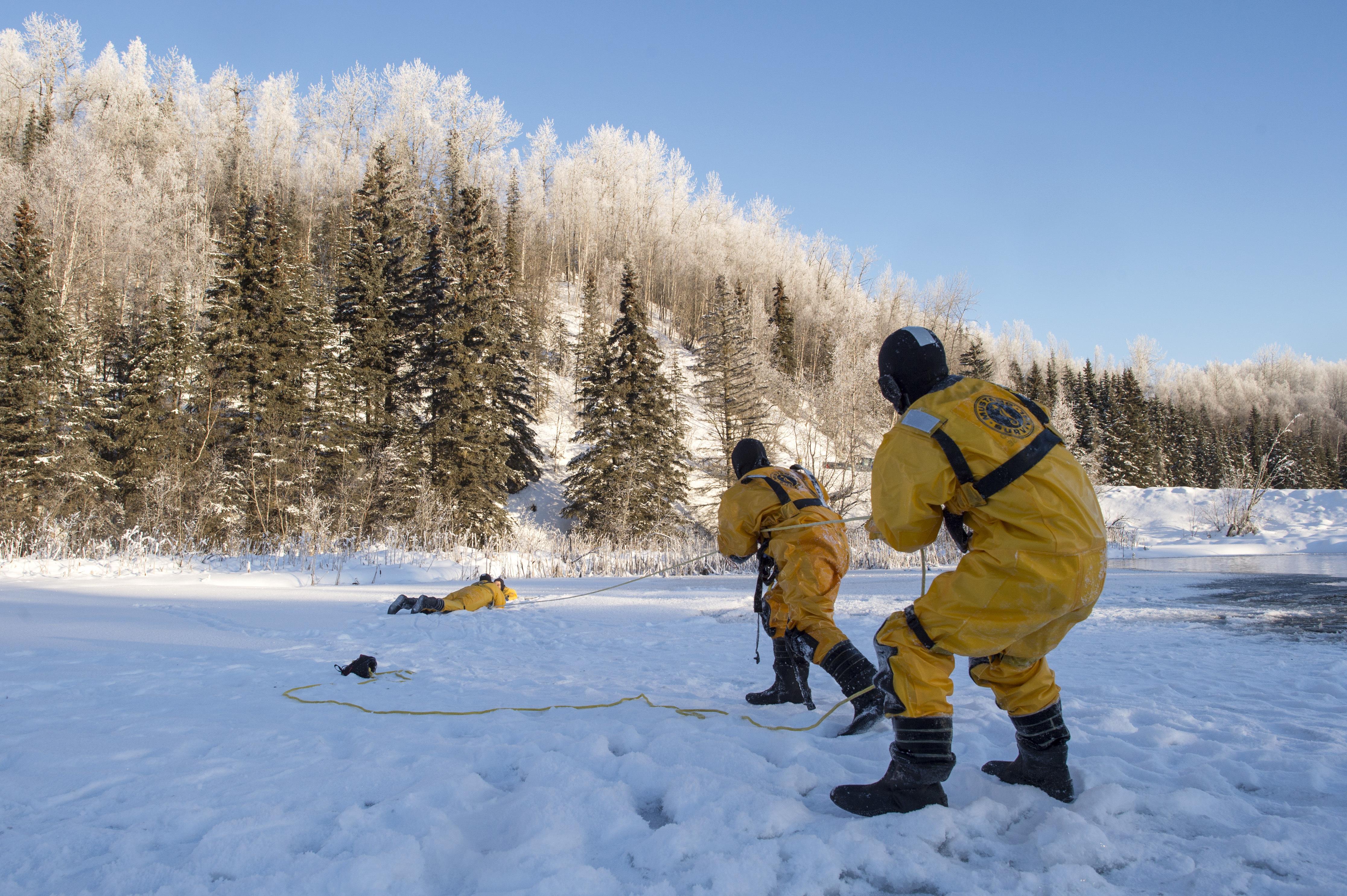 JBER Fire Department conducts ice water rescue training