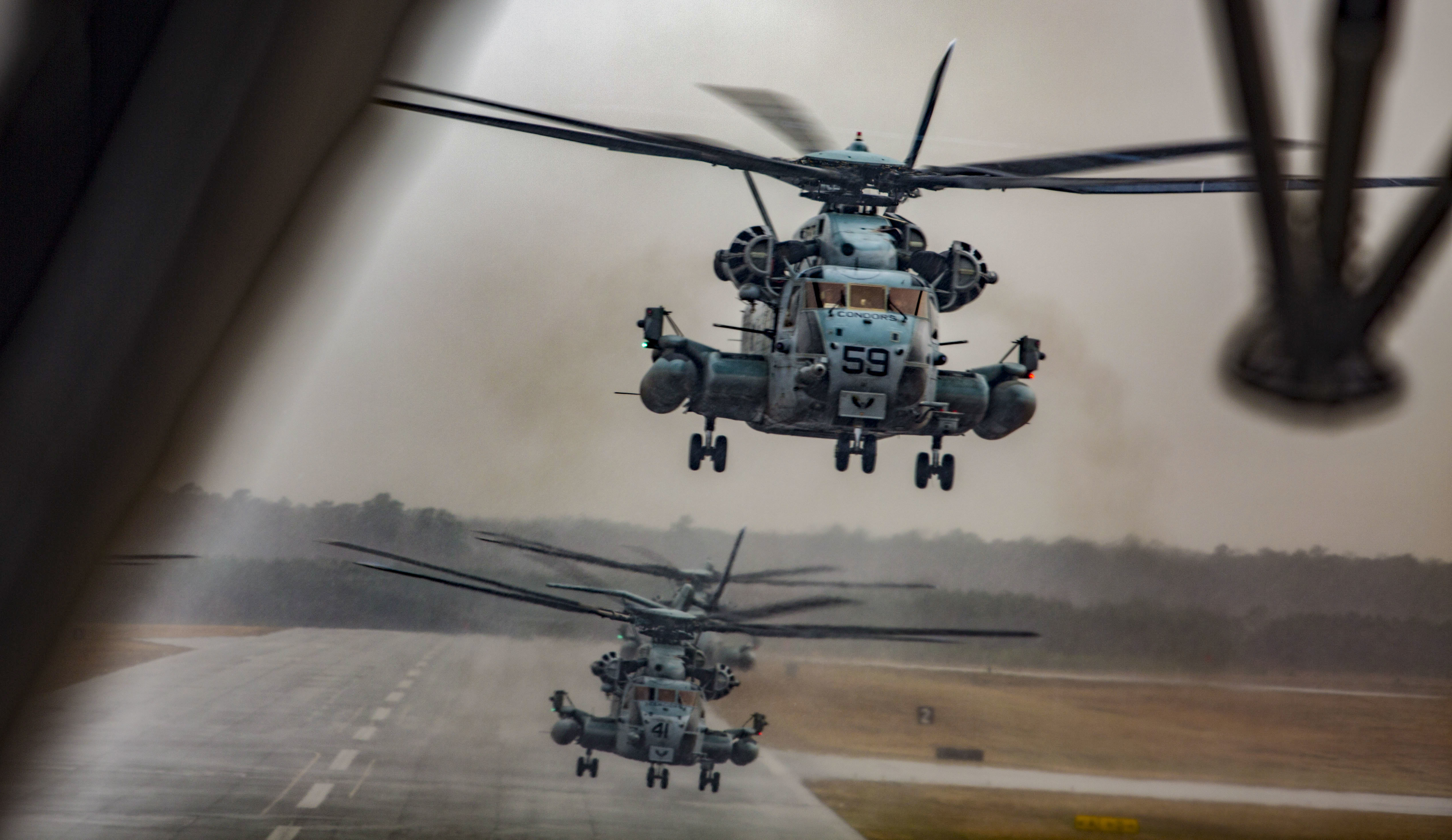 CH-53E during a “Max Launch” at USMC Air Station New River, Feb. 3 ...