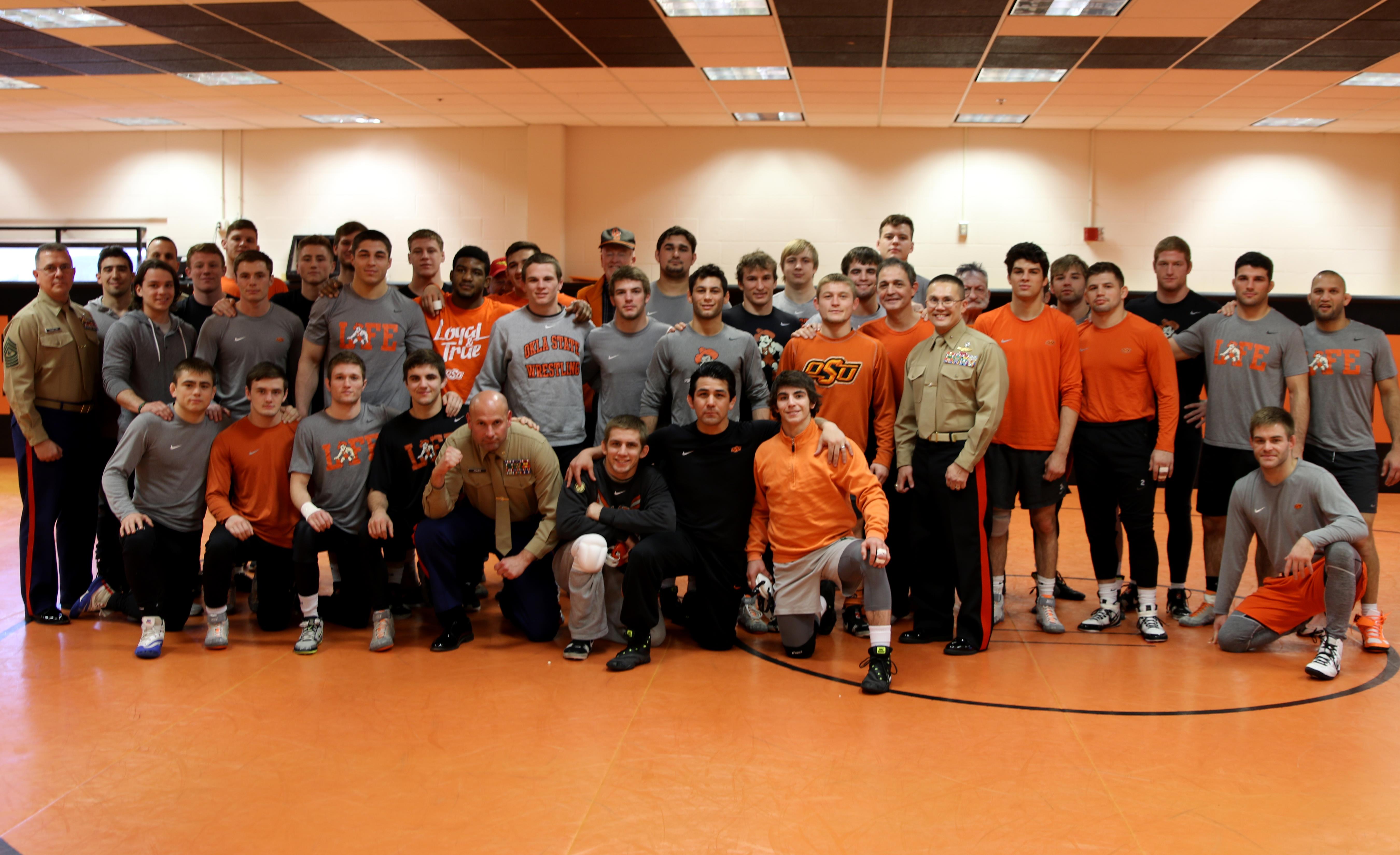 Marines Visit Oklahoma State University Wrestling Team