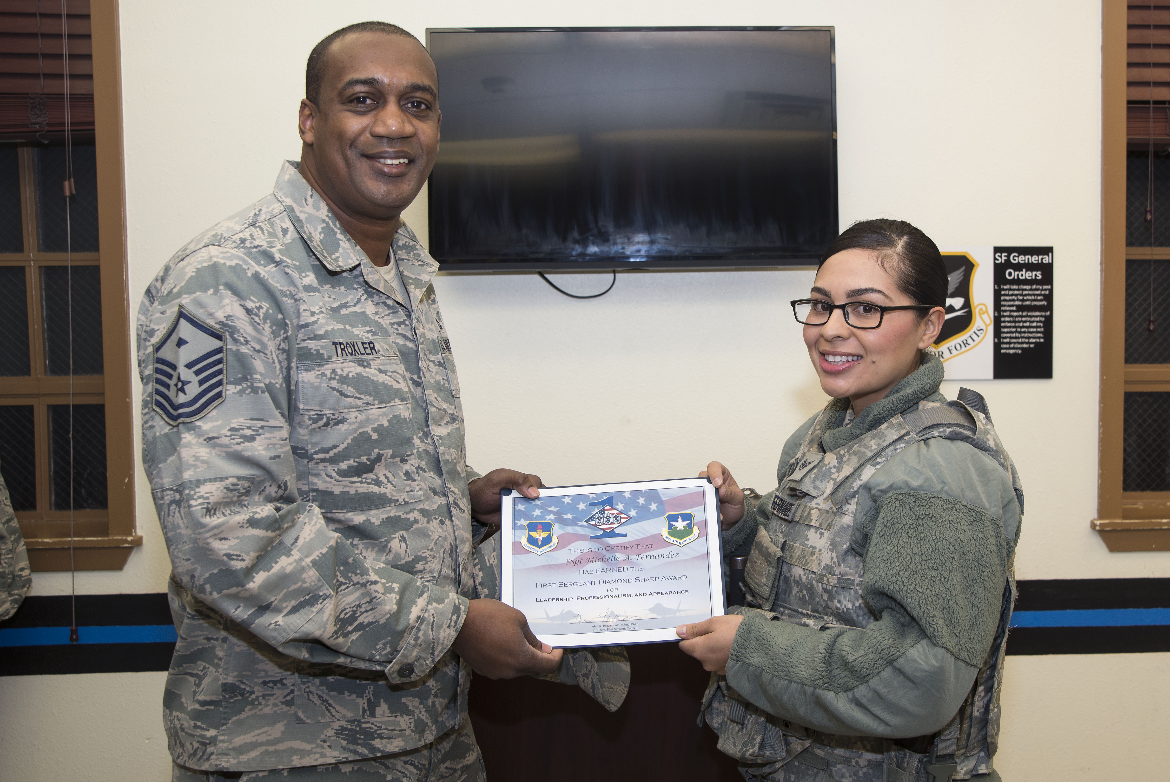 Fernandez presented with First Sergeant Diamond Sharp Award