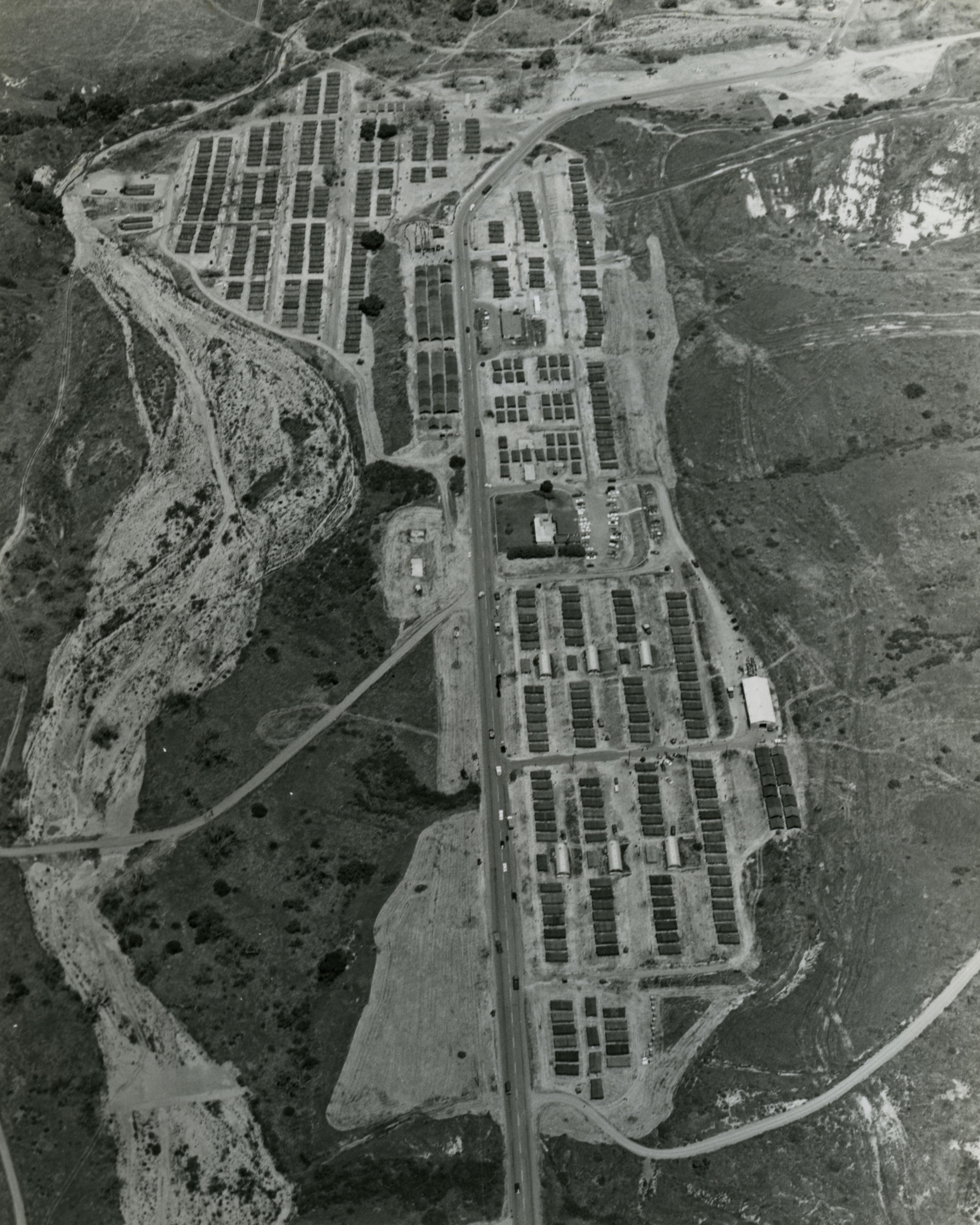 This is an aerial view of the Refugee Camp