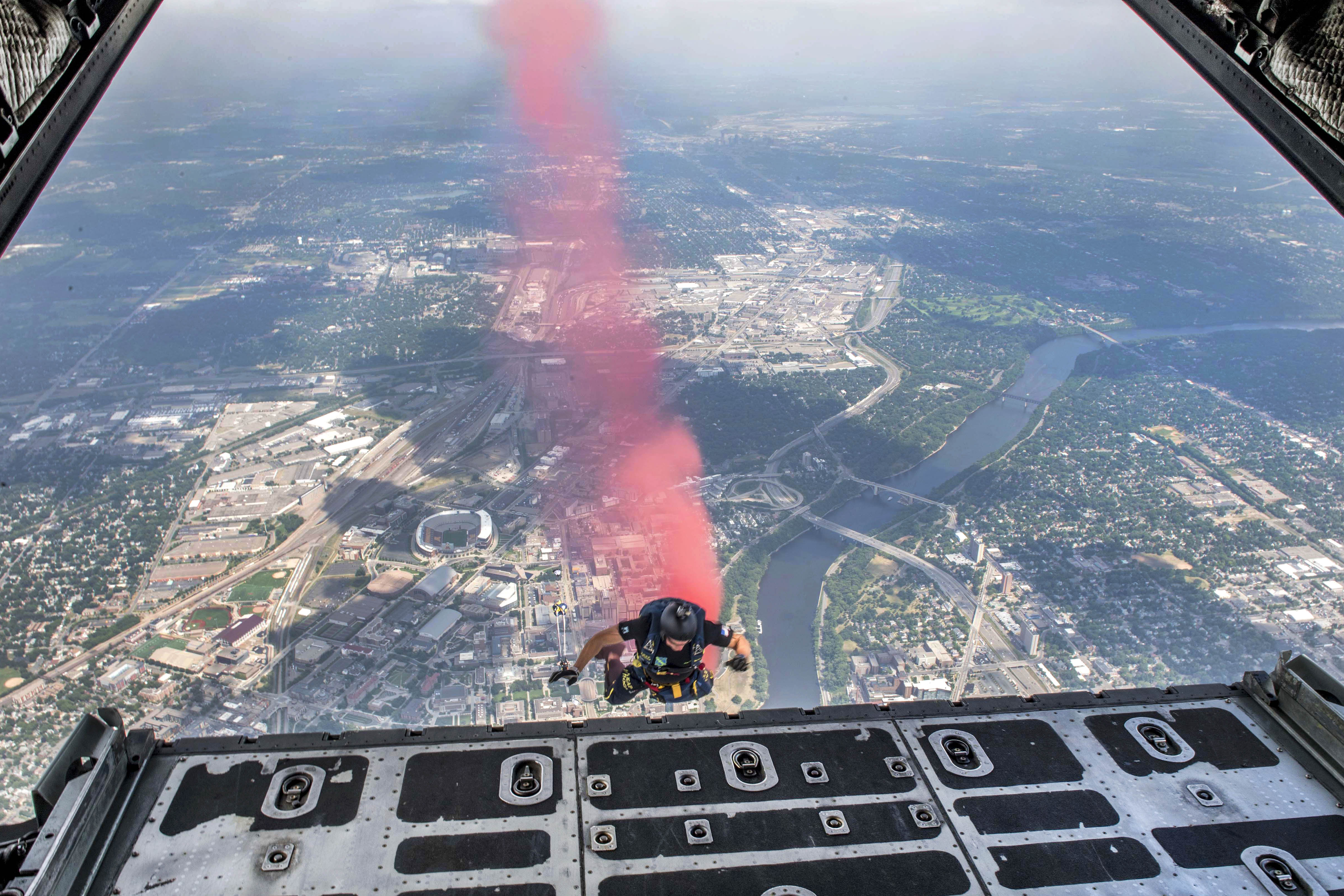 Red Smoke Trail Photograph