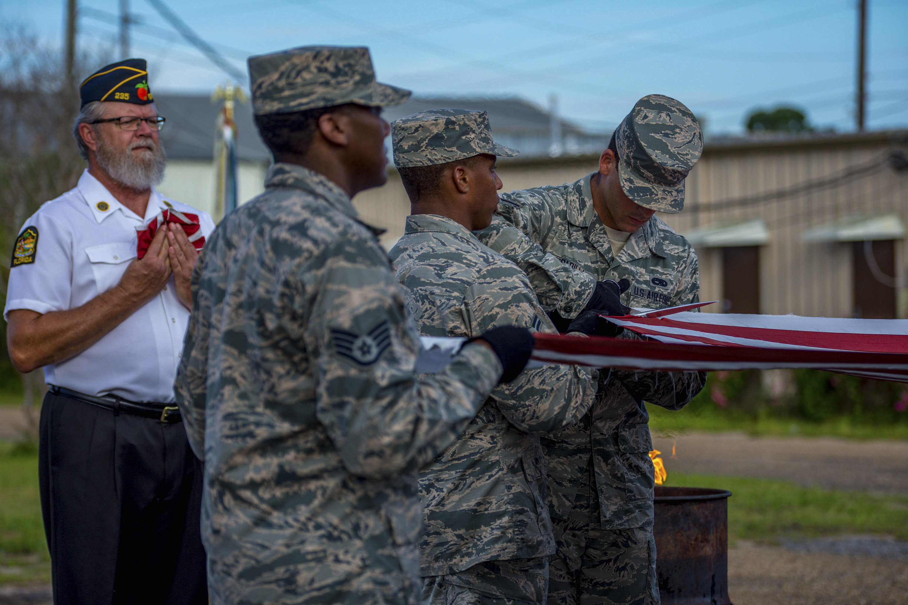 Honor Guard performs first flag retirement on Flag Day > Eglin Air ...