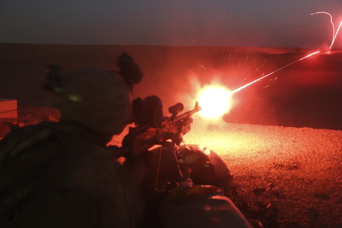 Task Force Southwest Security Force Marines sharpen machine gun skills