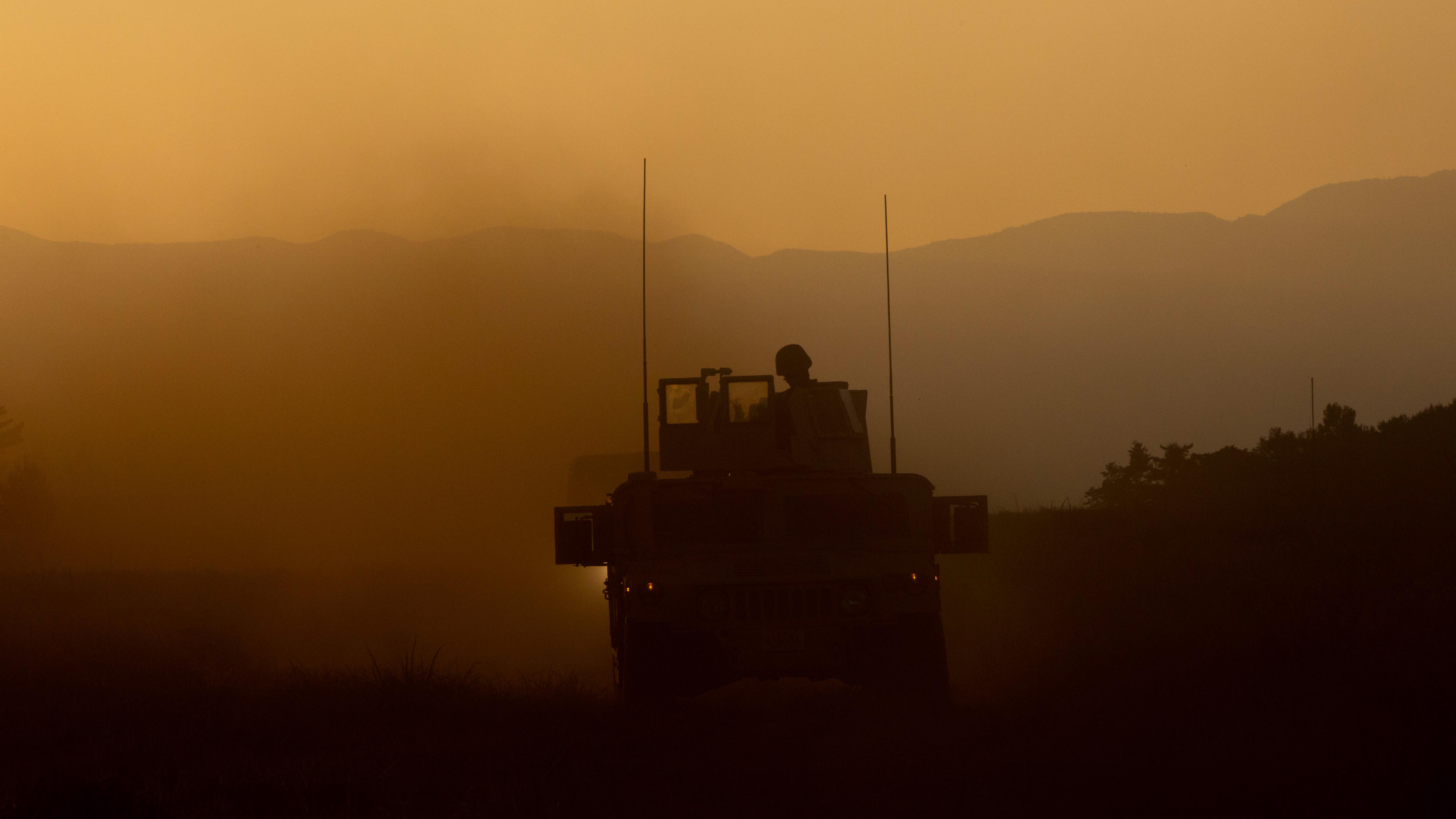 US Marines conduct a mounted security patrol during exercise Eagle ...