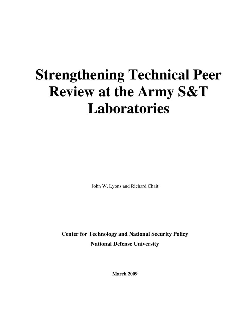 DTP-058: Strengthening Technical Peer Review at the Army S&T ...