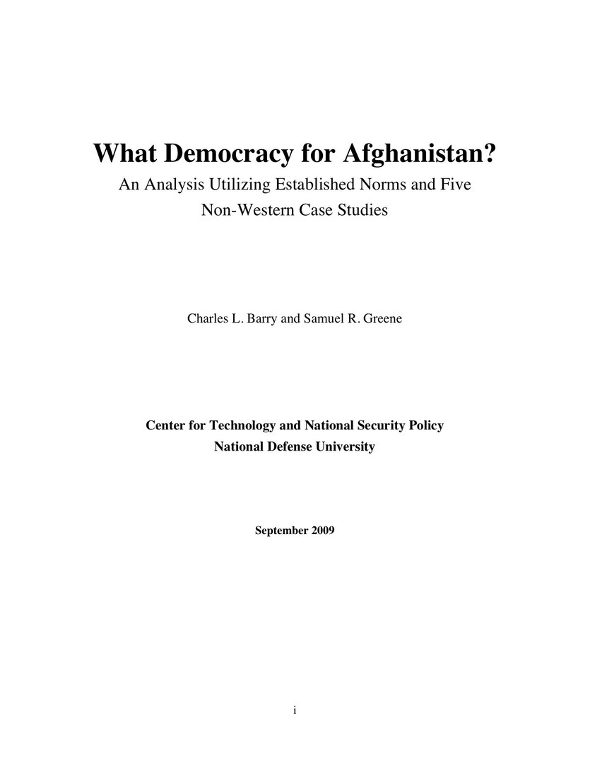 DTP-069: What Democracy for Afghanistan? An Analysis Utilizing ...