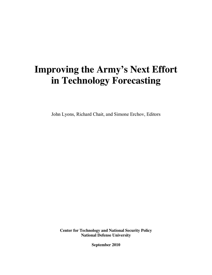 DTP-073: Improving the Army’s Next Effort in Technology Forecasting ...