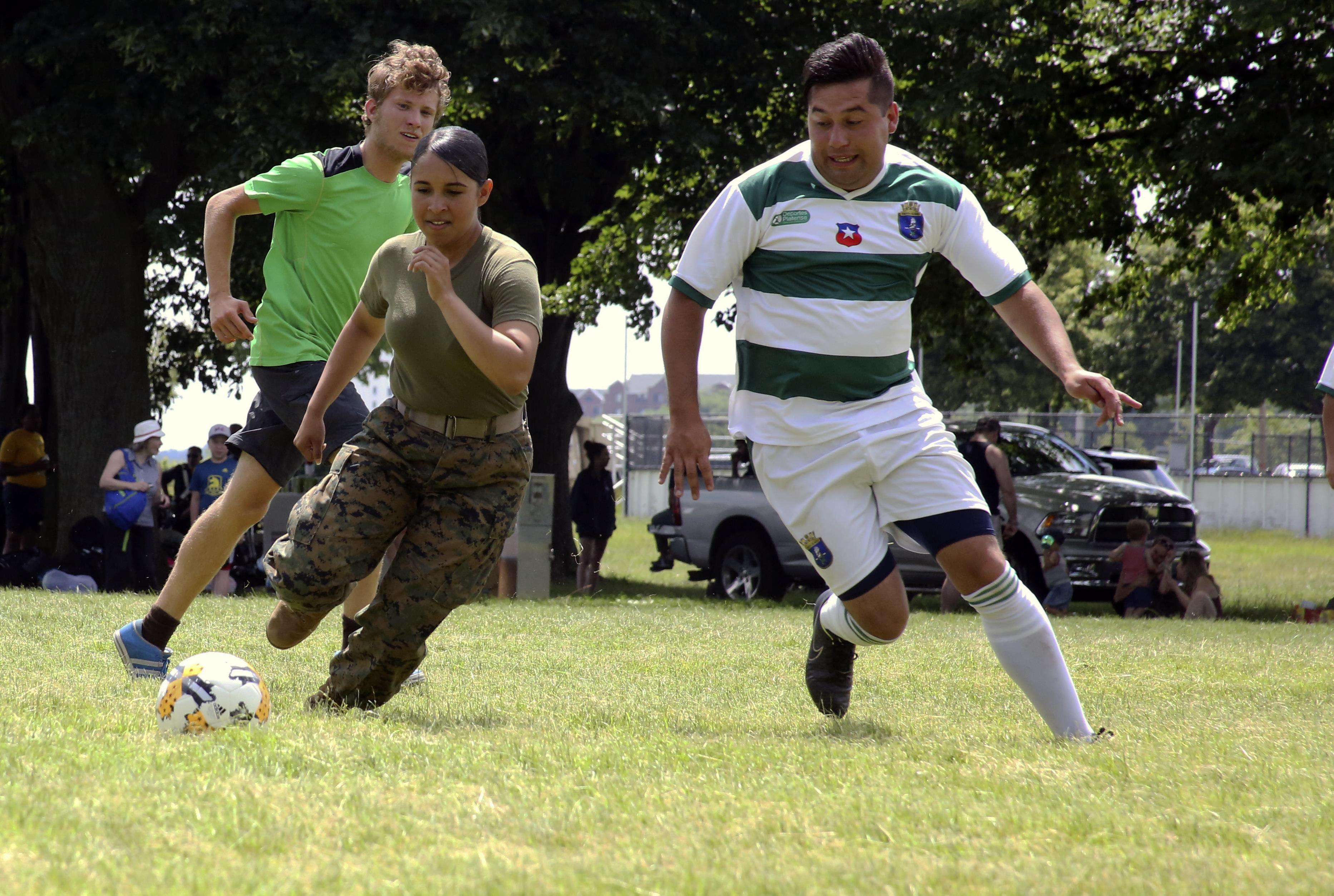 Marines, Sailors compete in Sail Boston 2017 Soccer Tournament
