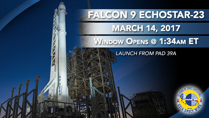 Falcon 9 Echostar-23 > Space Launch Delta 45 > Article Display