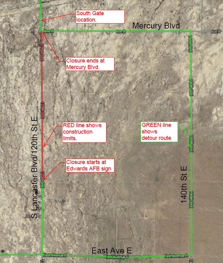 Detour coming to South Gate > Edwards Air Force Base > Article View