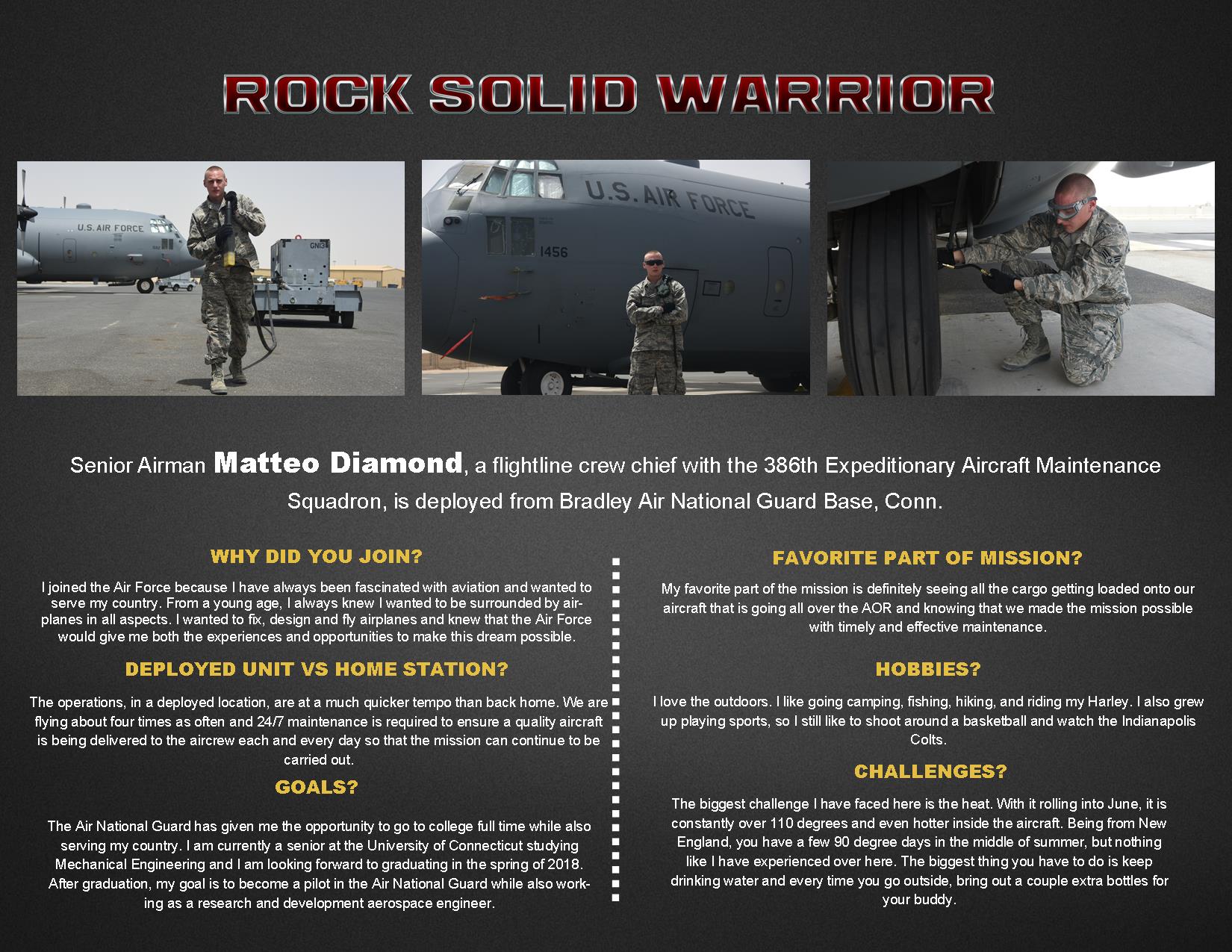 Rock Solid Warrior: Senior Airman Matteo Diamond > U.S. Air Forces ...