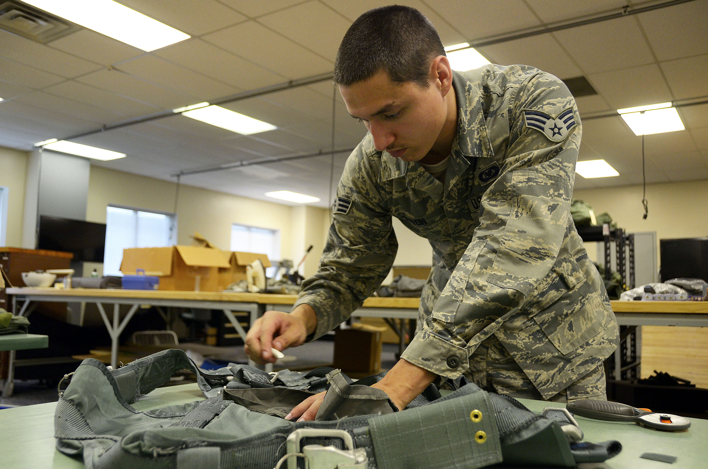 Aircrew flight equipment Airman sews for a living > 445th Airlift Wing ...