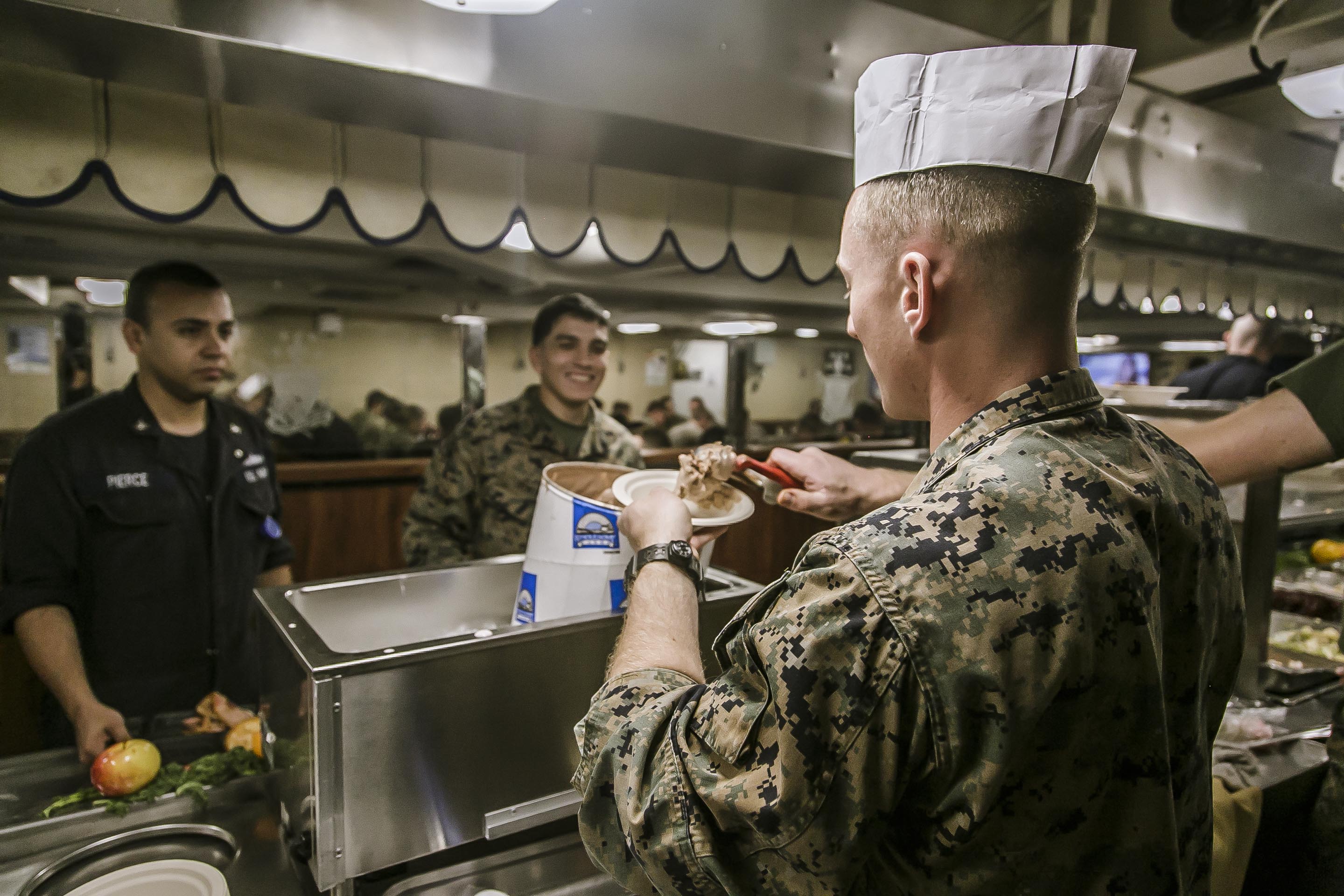 Navy-Marine Corps Team Celebrates Thanksgiving Aboard USS Oak Hill