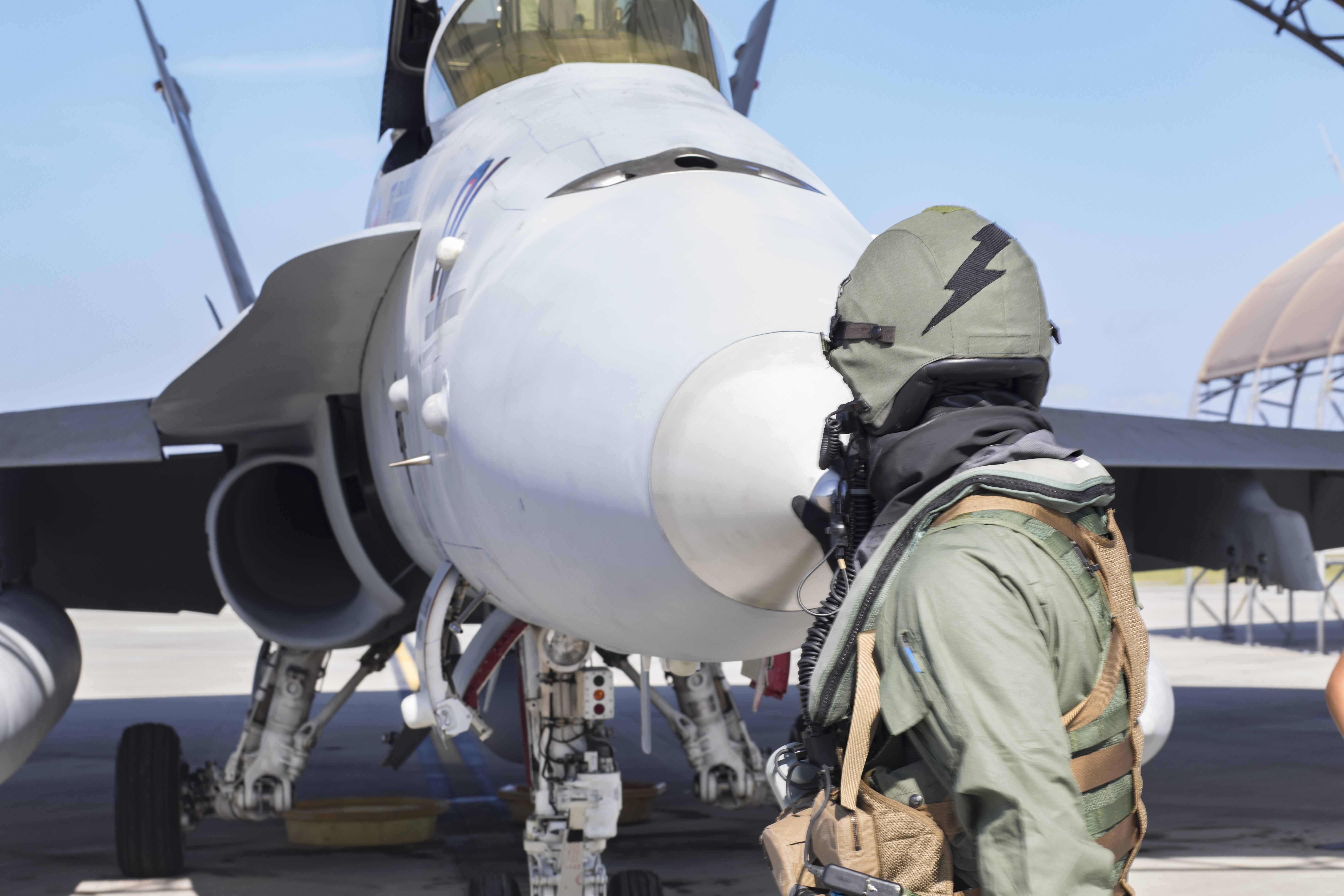 VMFA-251 pilots maintain CBRN equipment skills during training drills