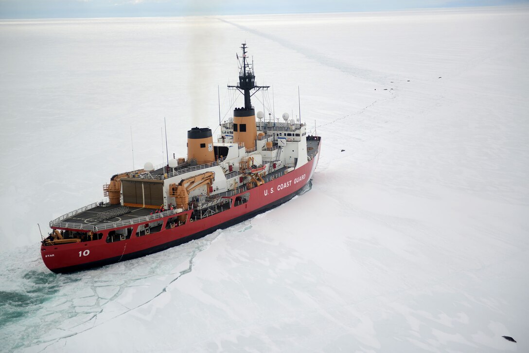 USCGC Polar Star icebreaking operations off of Antarctica