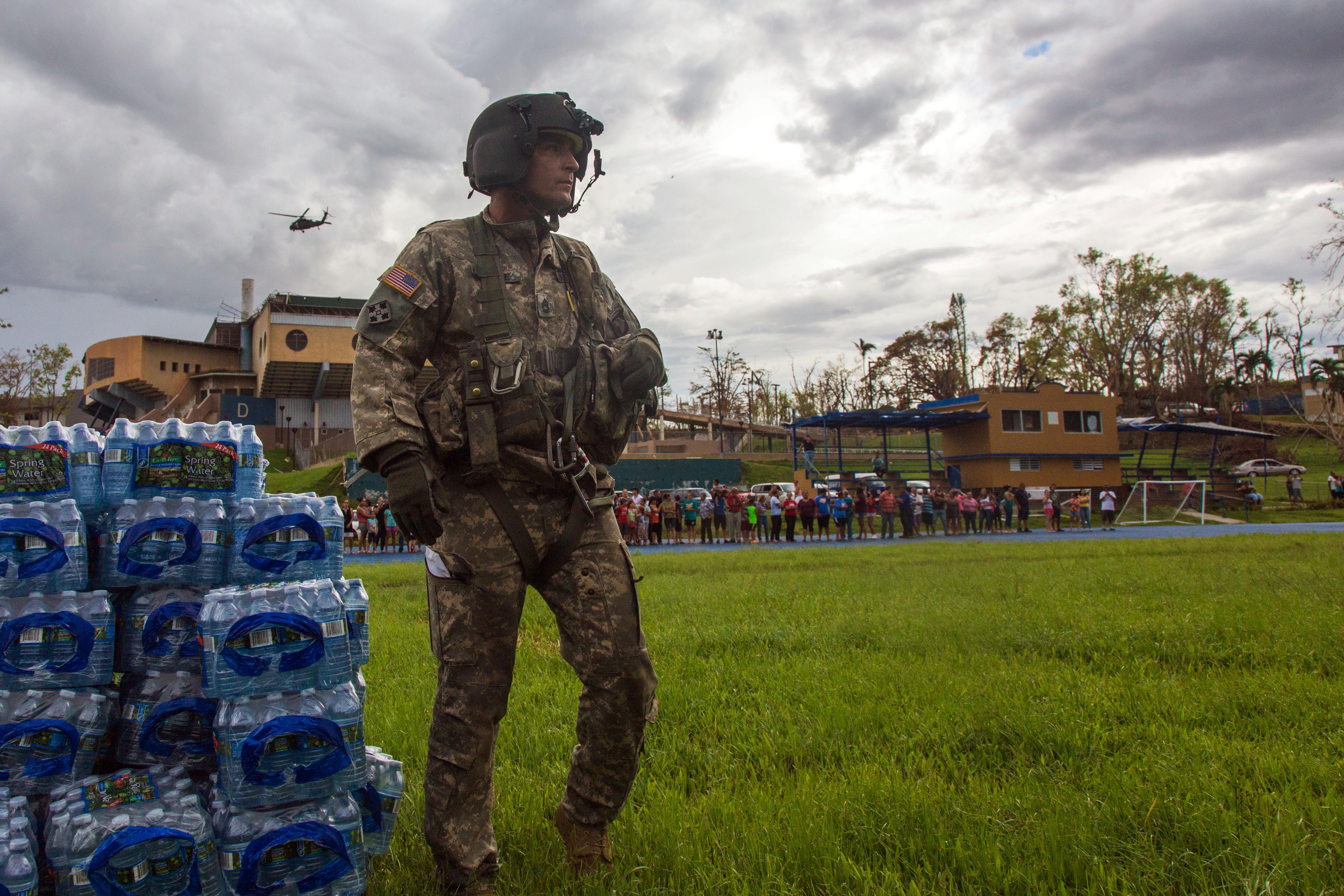 Soldiers Give out Water