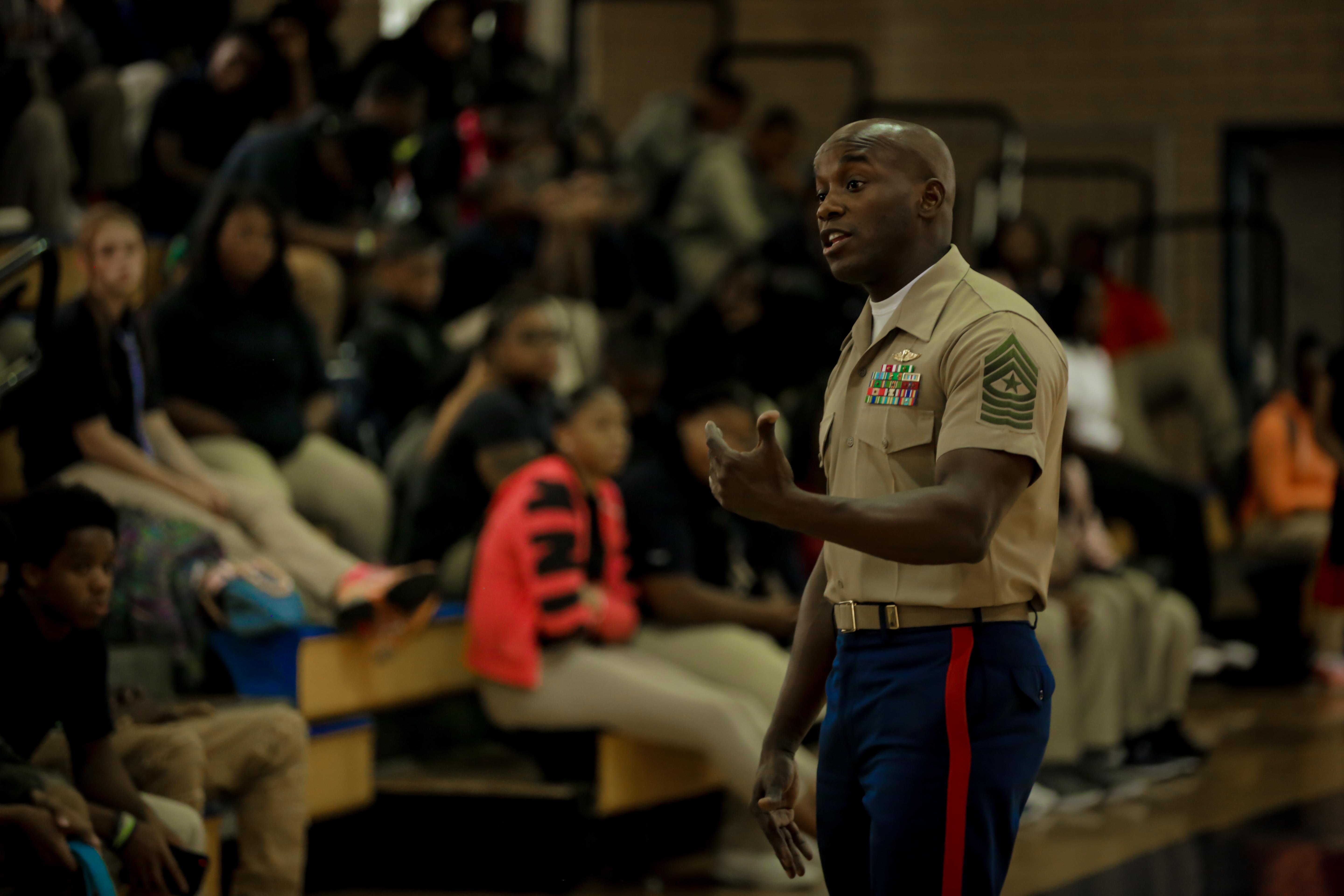 Marines Visit High School