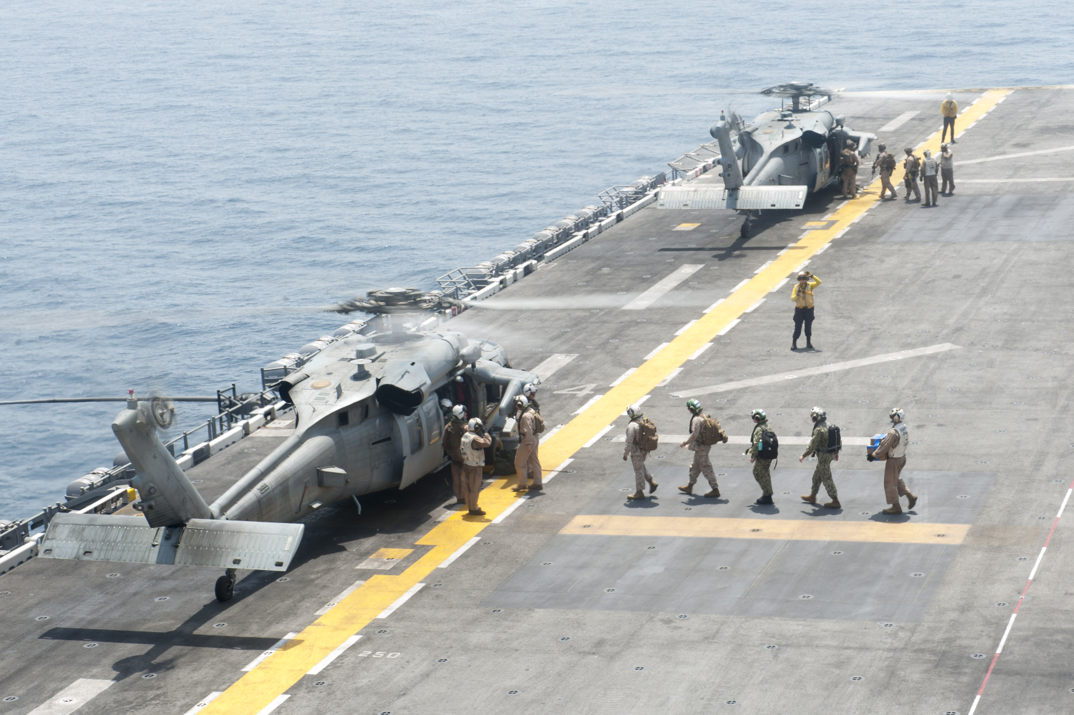Sailors and Marine conduct flight operations