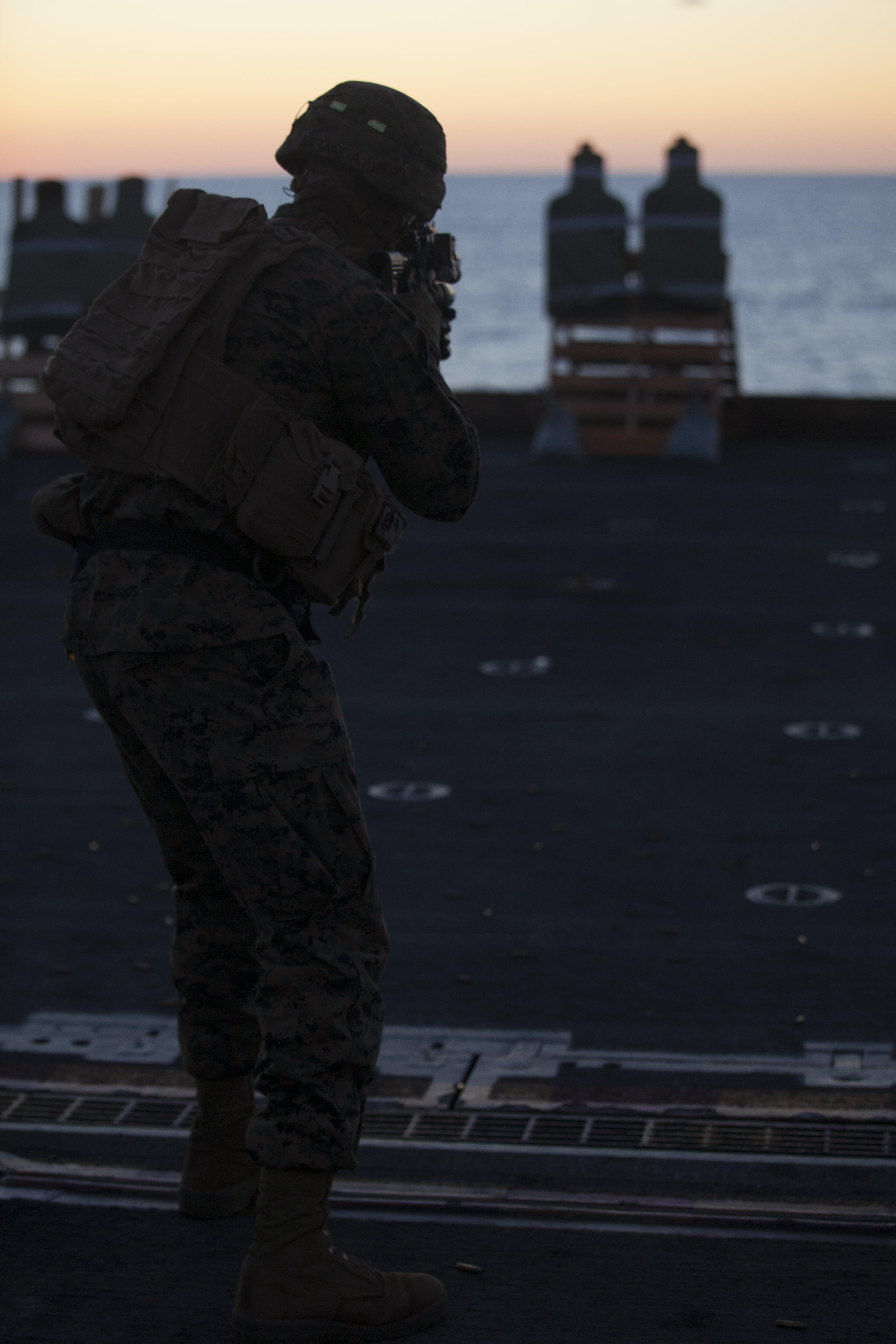 BLT refines low-light combat marksmanship aboard BHR