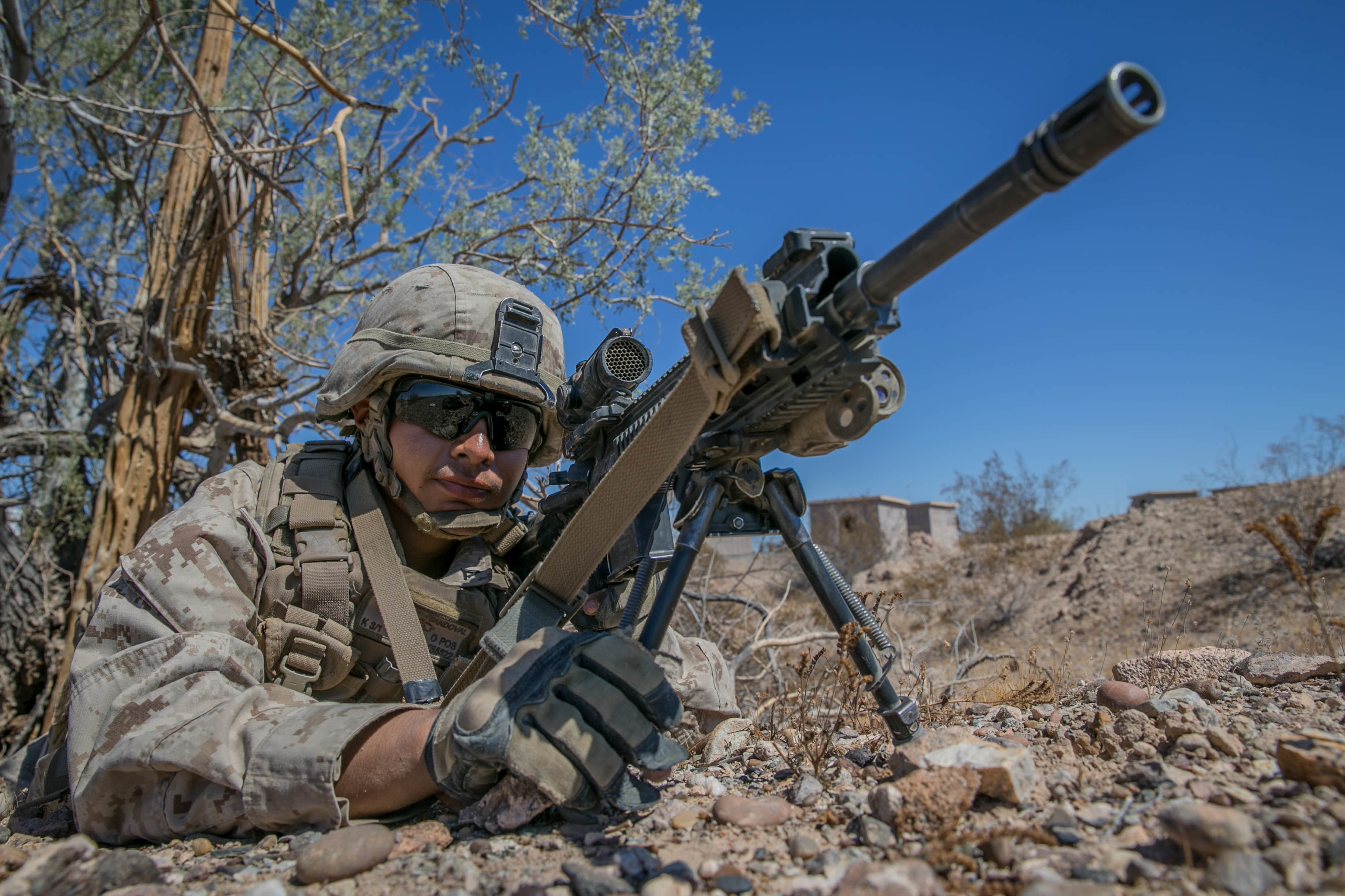USMC LCpl Sandoval holds security during Weapons a. Tactics Instructors ...
