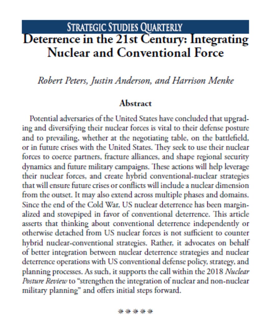 Deterrence in the 21st Century: Integrating Nuclear and Conventional ...
