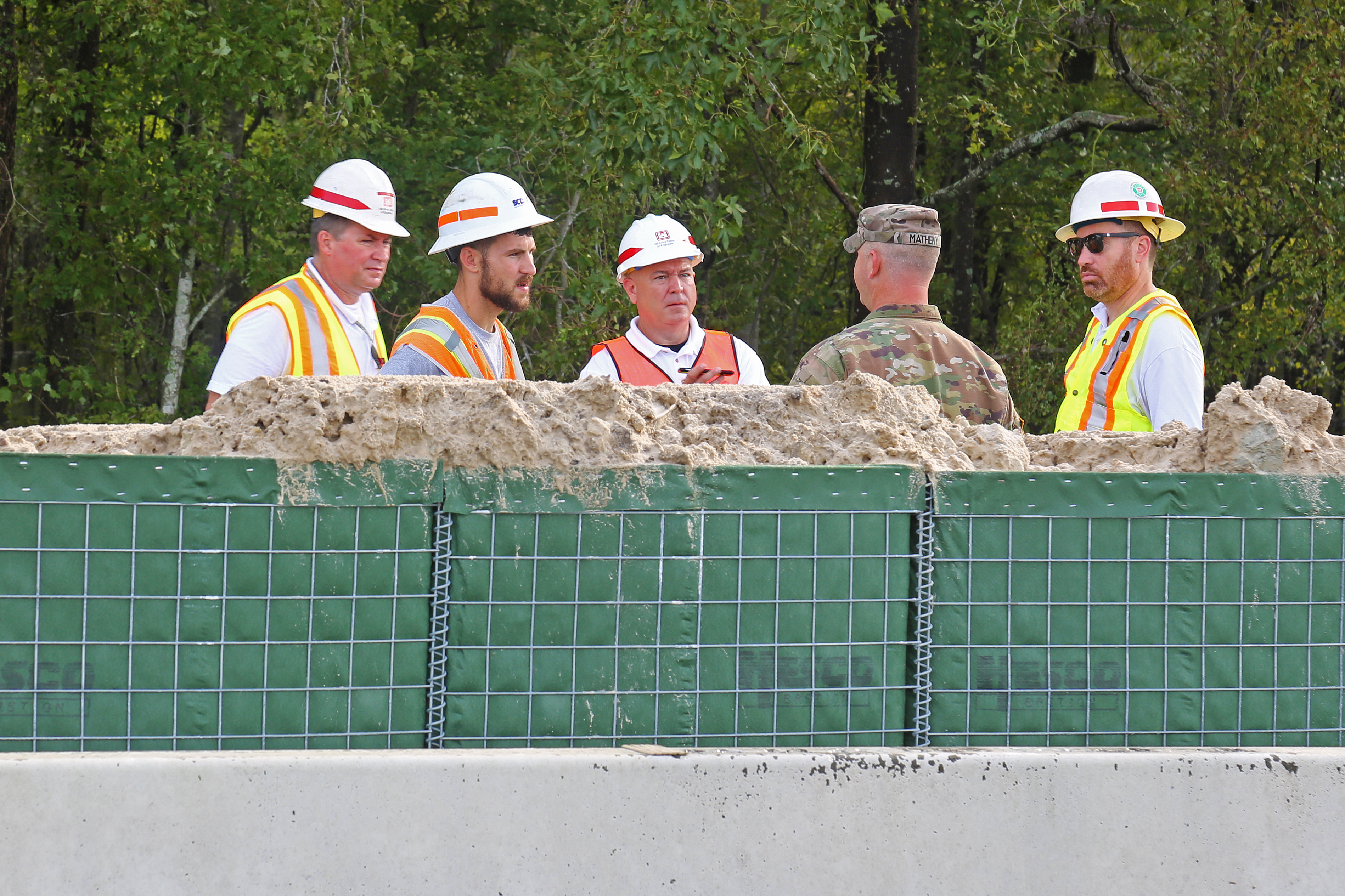 Discussing Hesco Barrier Placement with SCDOT