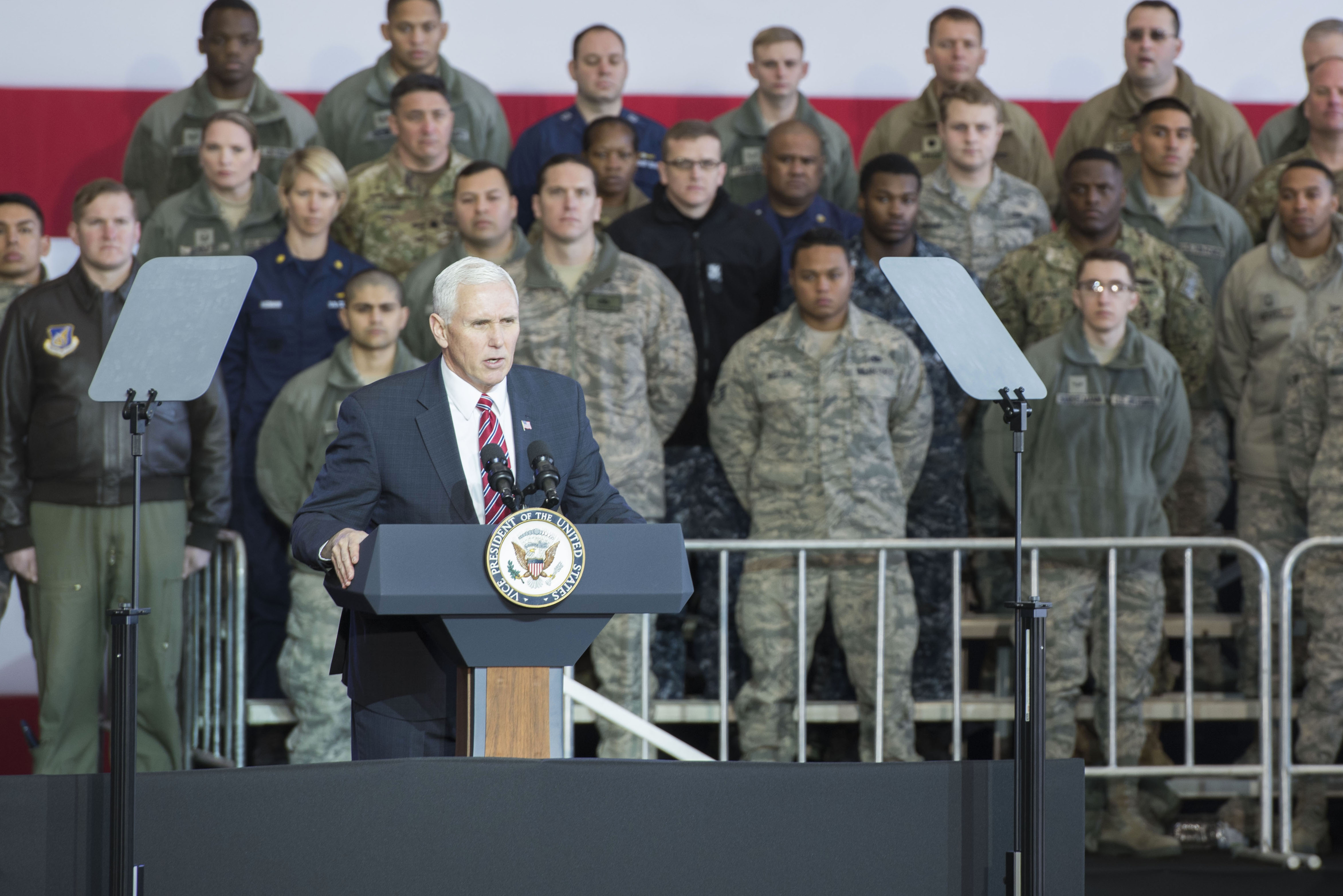Vice President Michael Pence Addresses Troops at Yokota