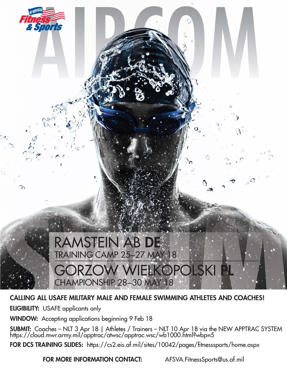 Call for USAFE Airmen swimming teams > Ramstein Air Base > Article Display