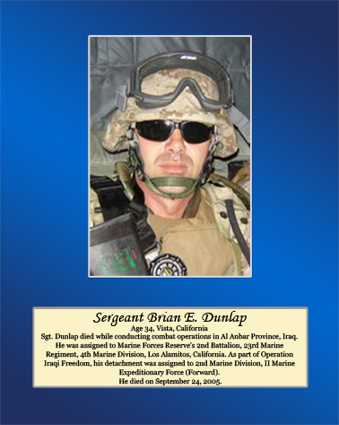 Dunlap, Sgt. Brian E. > U.S. Marine Corps Forces Reserve > Biography