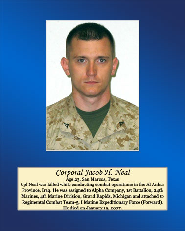 Neal, Cpl. Jacob H. > U.S. Marine Corps Forces Reserve > Biography