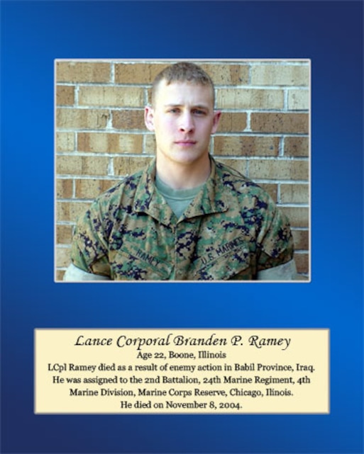 Ramey, Lance Cpl. Branden P. > U.S. Marine Corps Forces Reserve > Biography