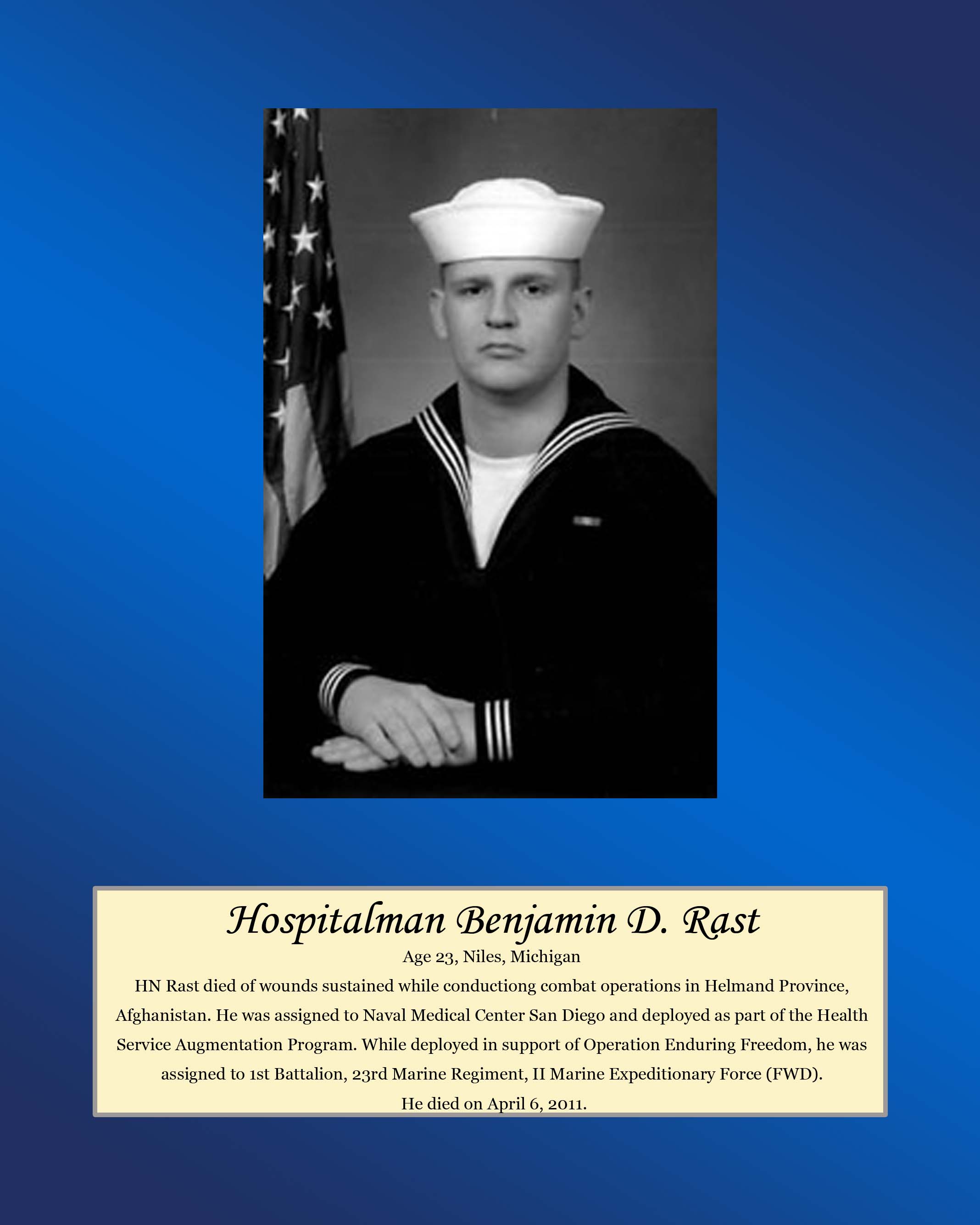 Rast, Hospitalman Benjamin D. > U.S. Marine Corps Forces Reserve ...