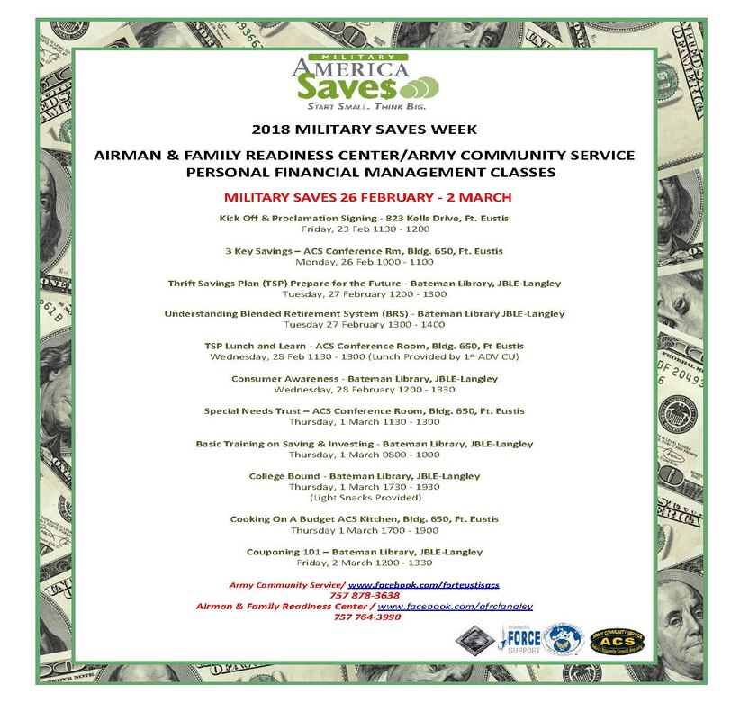 Military Saves Week: Are your finances ready? > Joint Base Langley ...