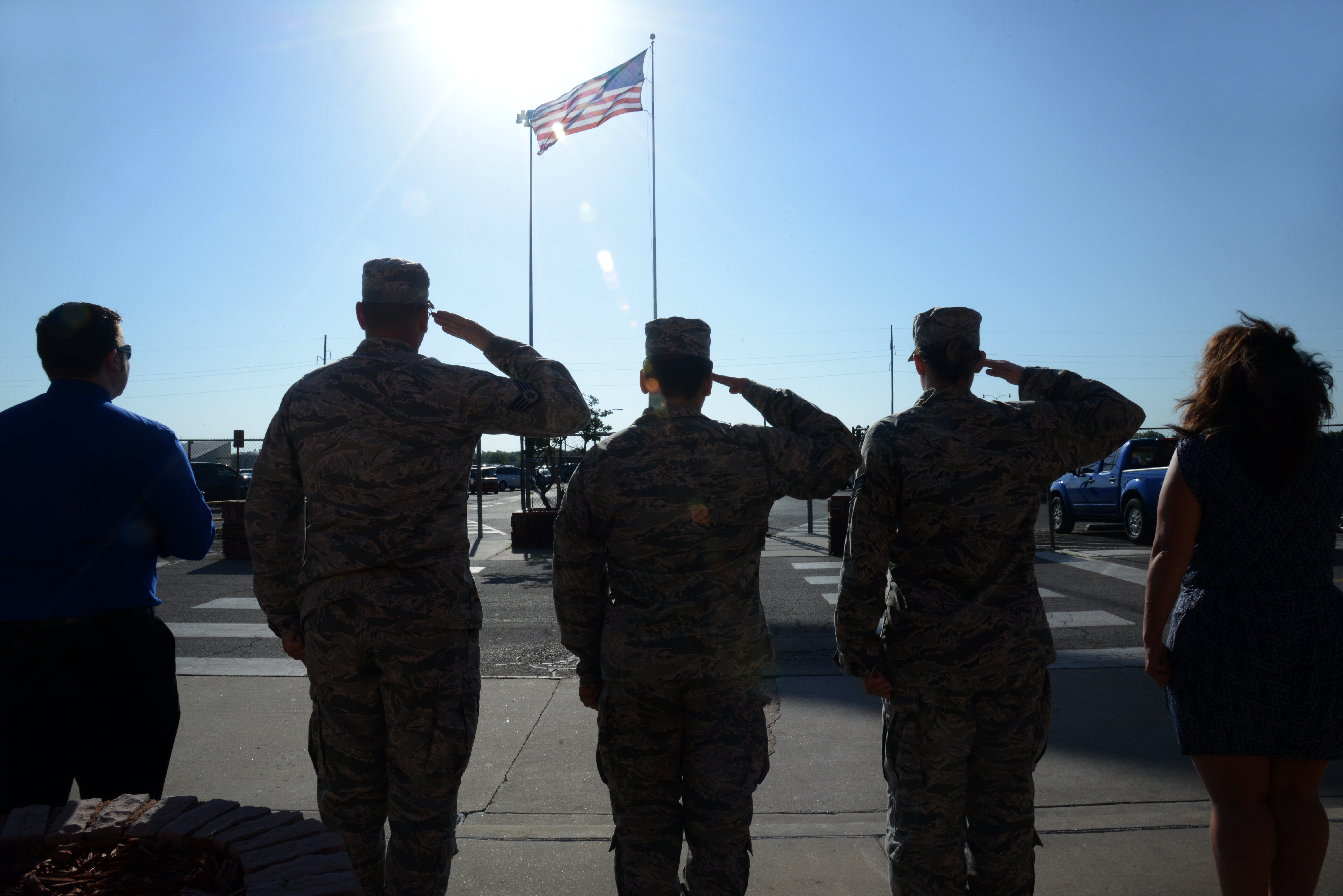 Proper etiquette important for reveille and retreat > Tinker Air Force ...