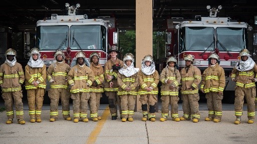 firefighter cadets pose for a photo