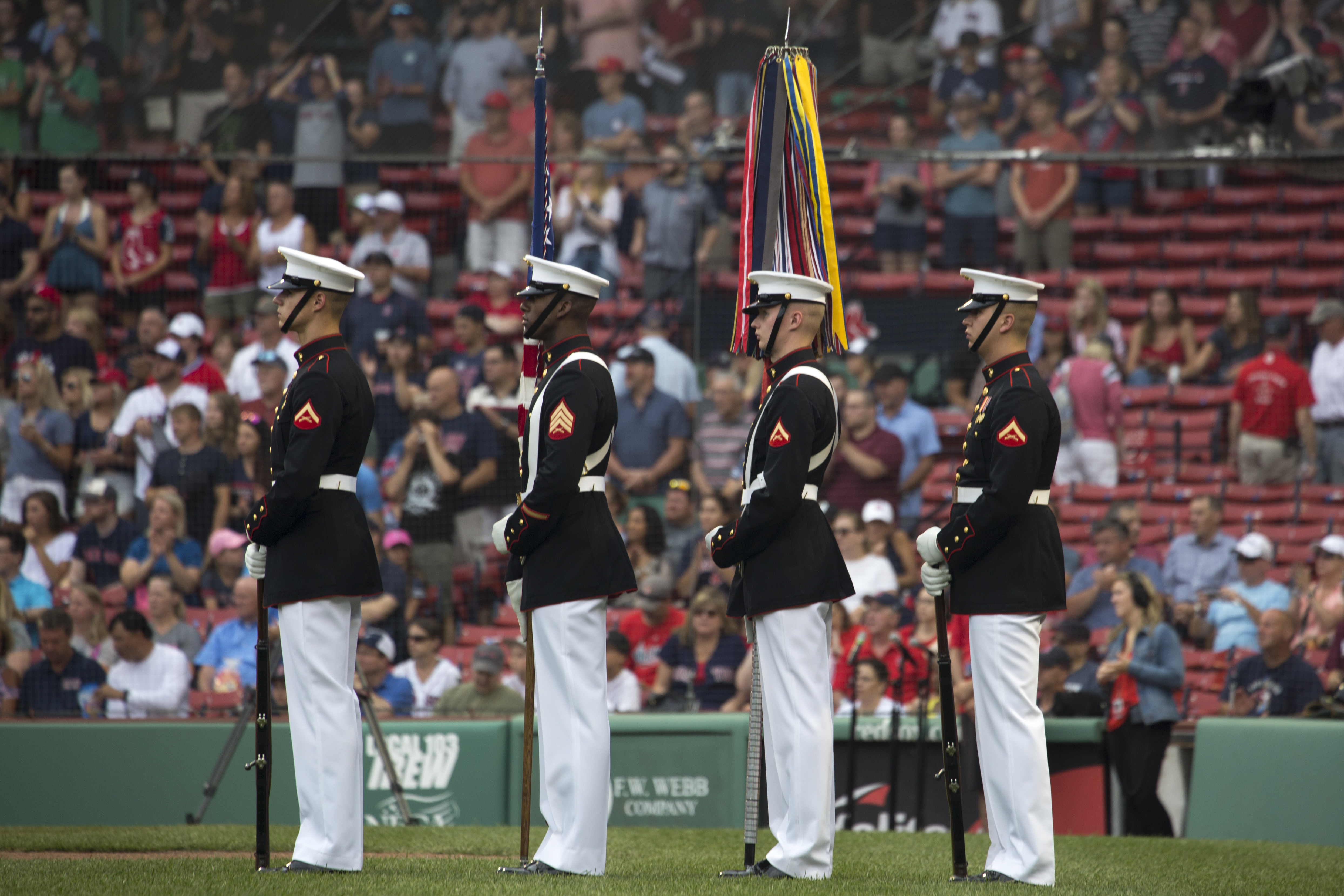 The Marine Corps Color Guard goes to Fenway Park